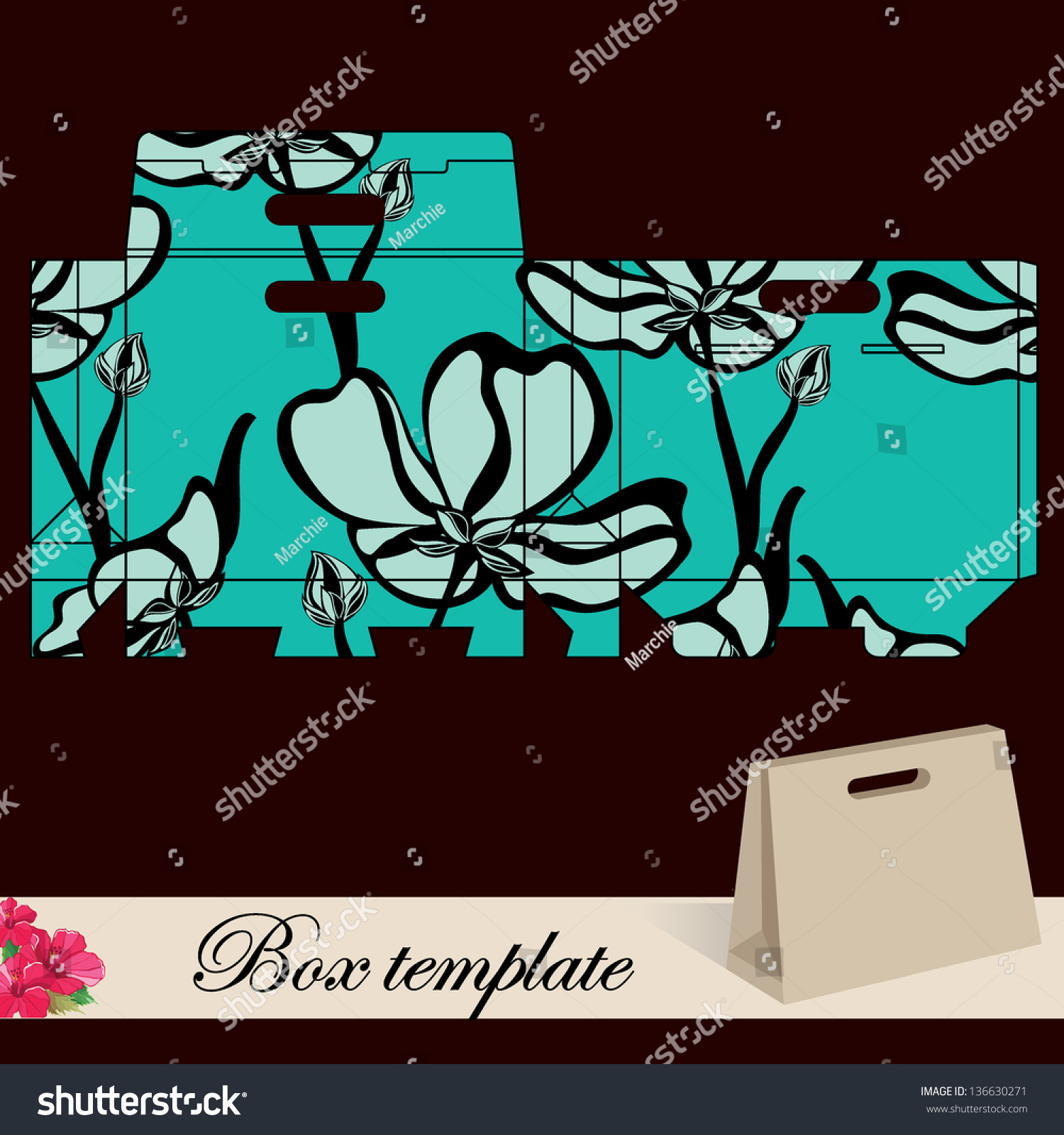 Gift box template.Print. Cut along solid outer border with scissors ...