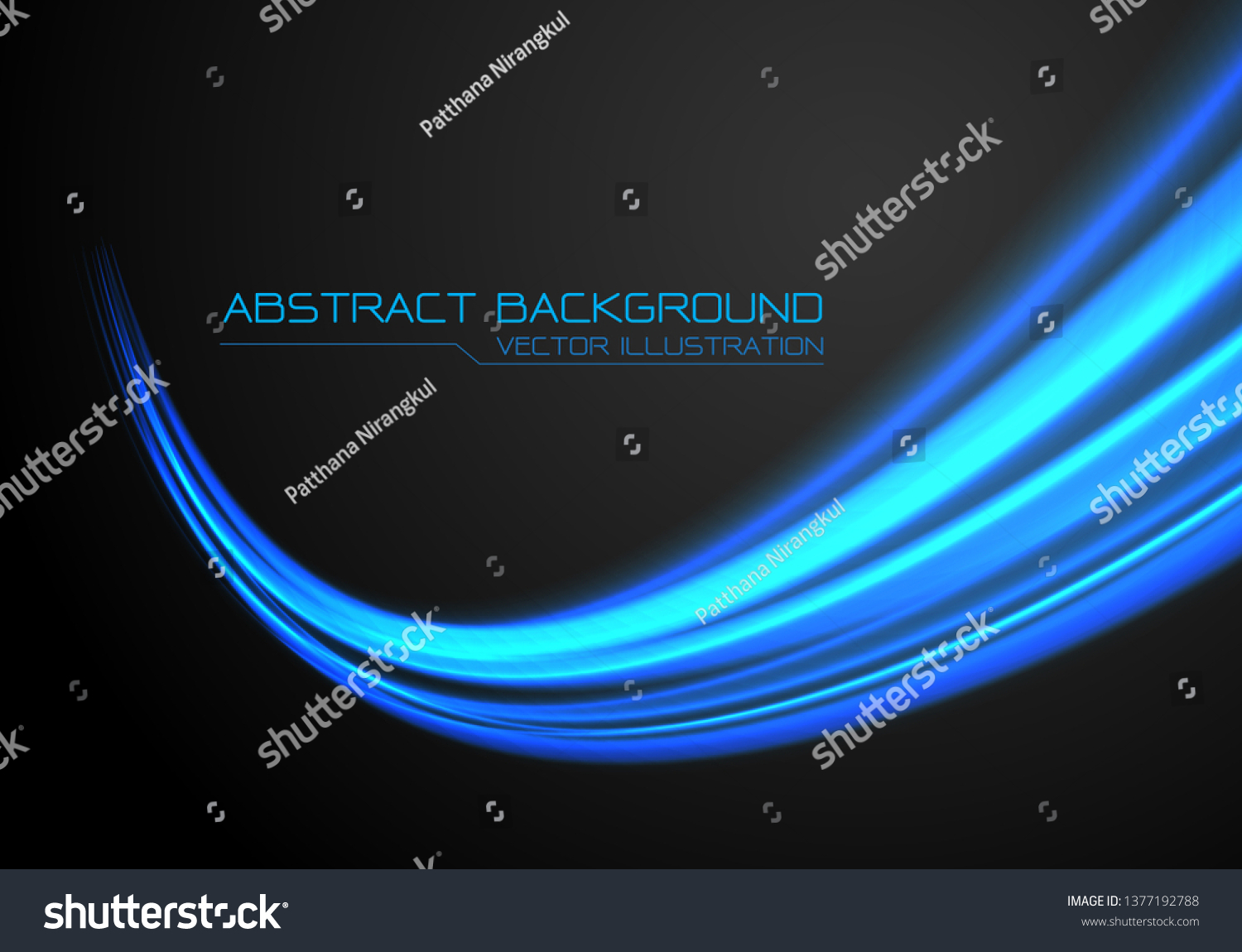 Abstract blue light fast speed curve motion on black technology luxury ...