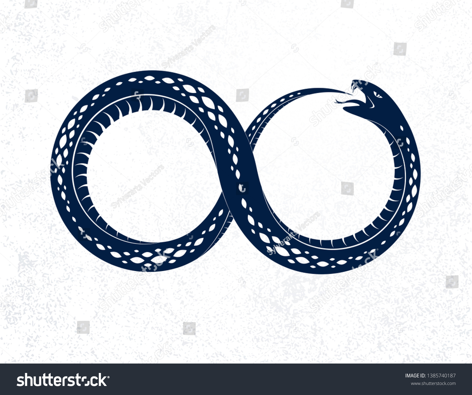 Snake eating its own tale Uroboros Snake in a shape of infinity symbol endless cycle of life and ...