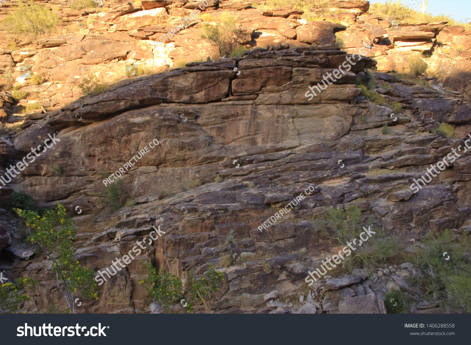 Rock formations along the trail in South Mountain Park in Phoenix ...