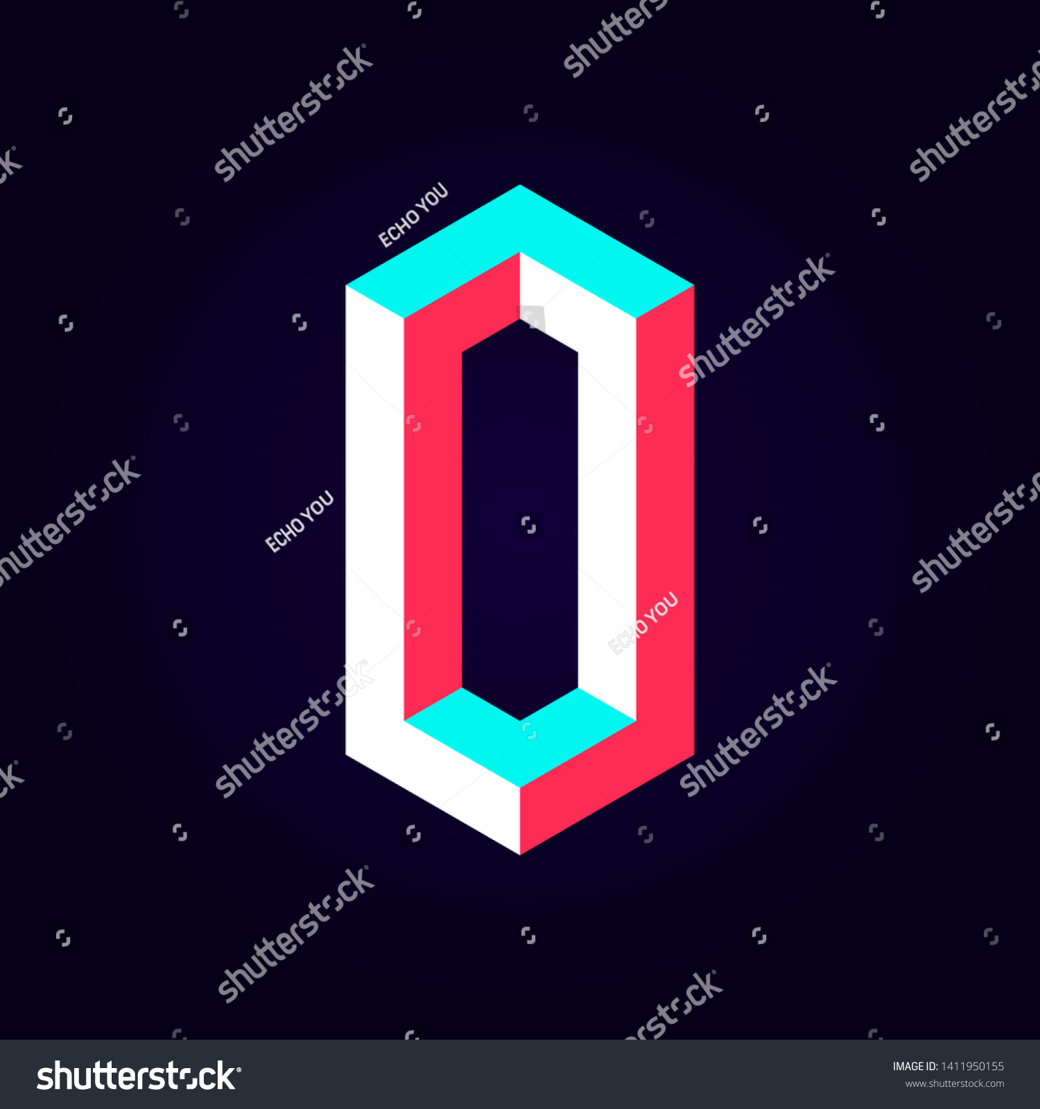 2.5d stylized blue red solid isometric number vector on dark background ...