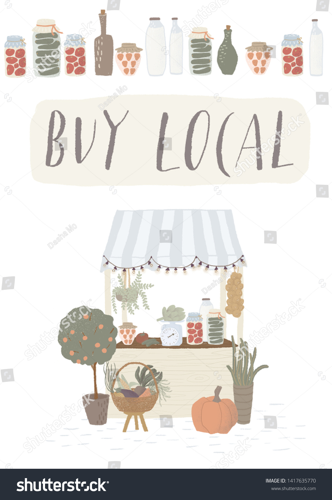 Card “Buy local” with farmer’s shop food market_站酷海洛_正版图片_视频_字体_音乐素材交易 ...