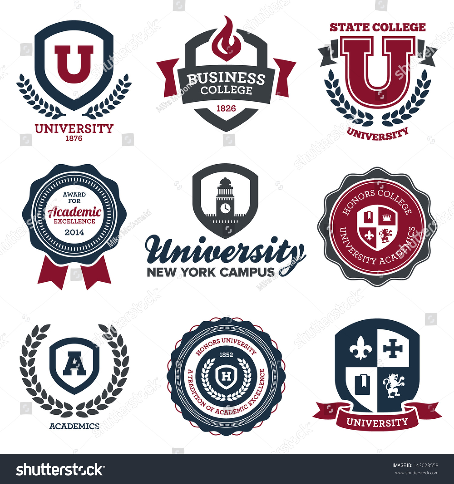 Set of university and college school crests and logo emblems_站酷海洛_正版图片 ...