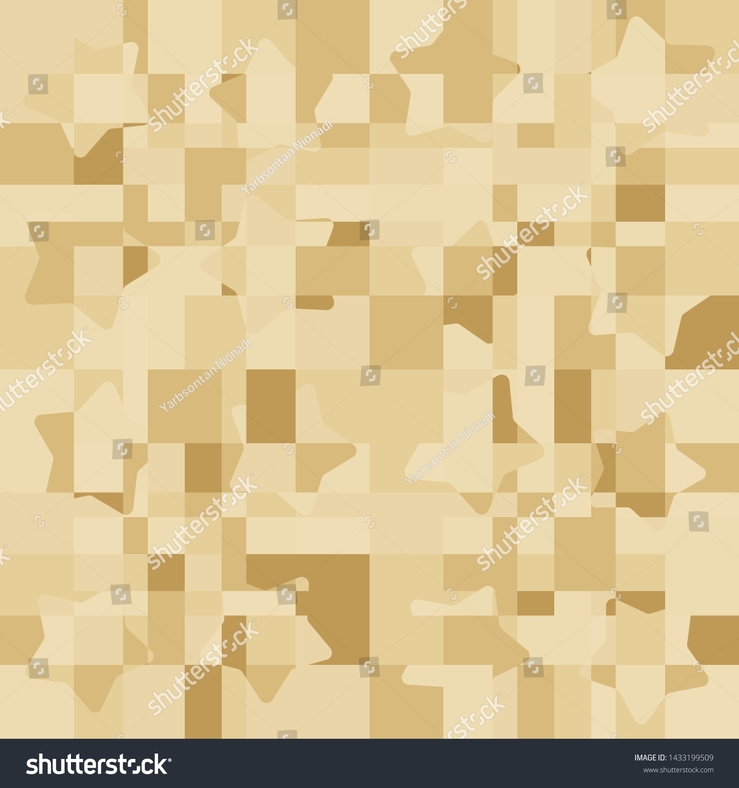 Seamless pattern. Intersecting rounded five-pointed stars and squares ...