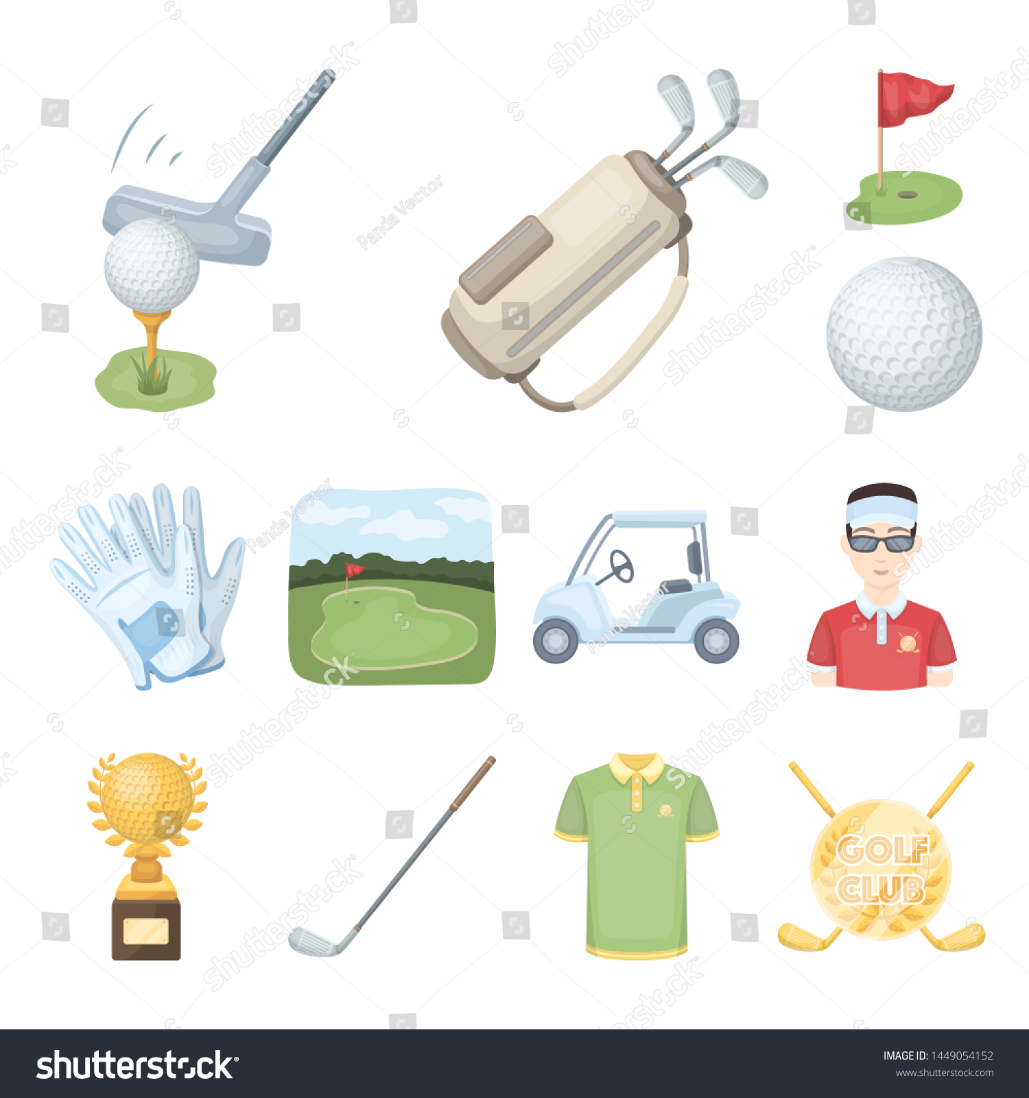 Golf and attributes cartoon icons in set collection for design.Golf ...