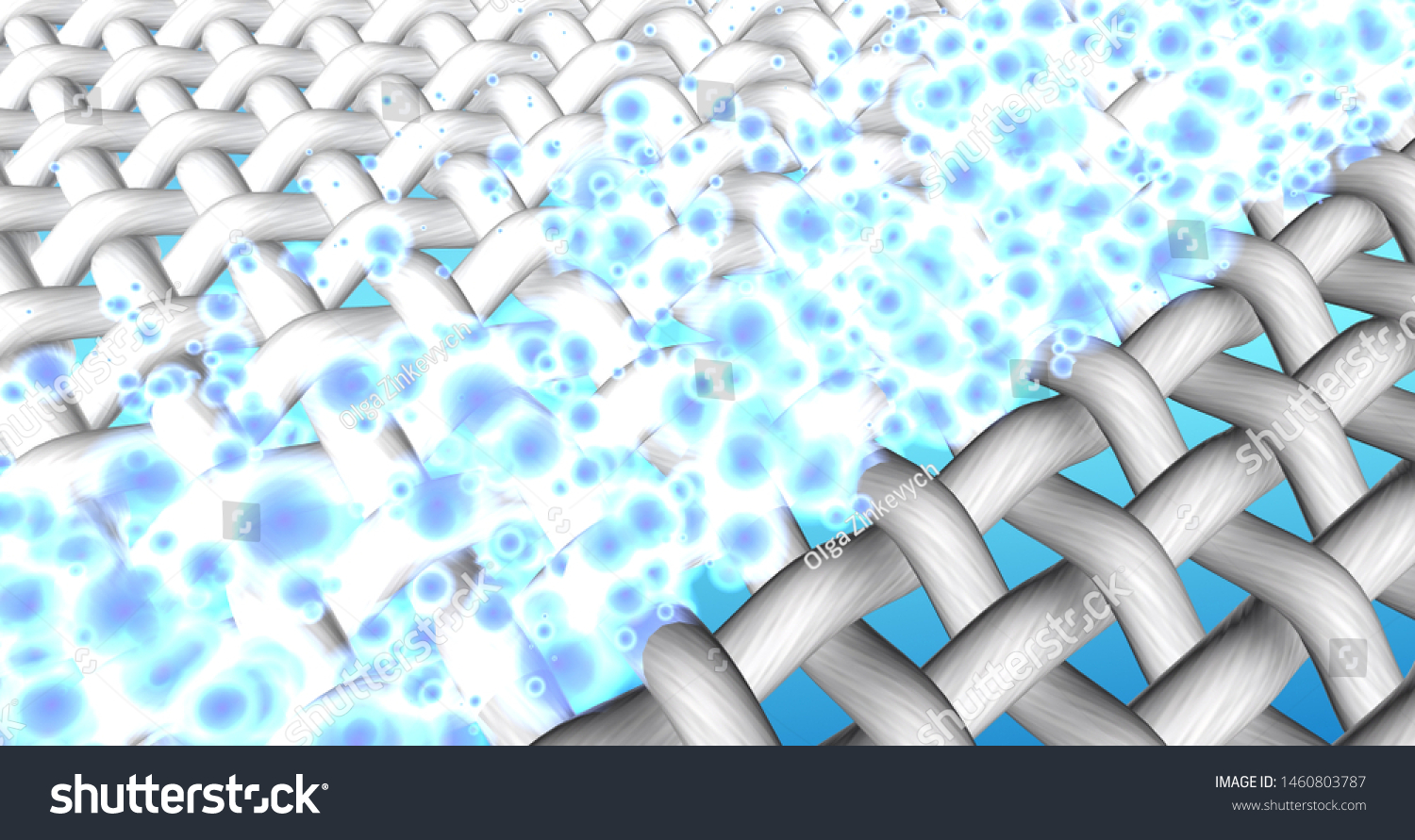 Cloth fiber and flow of water drops in macro zoom. Washing clothes ...