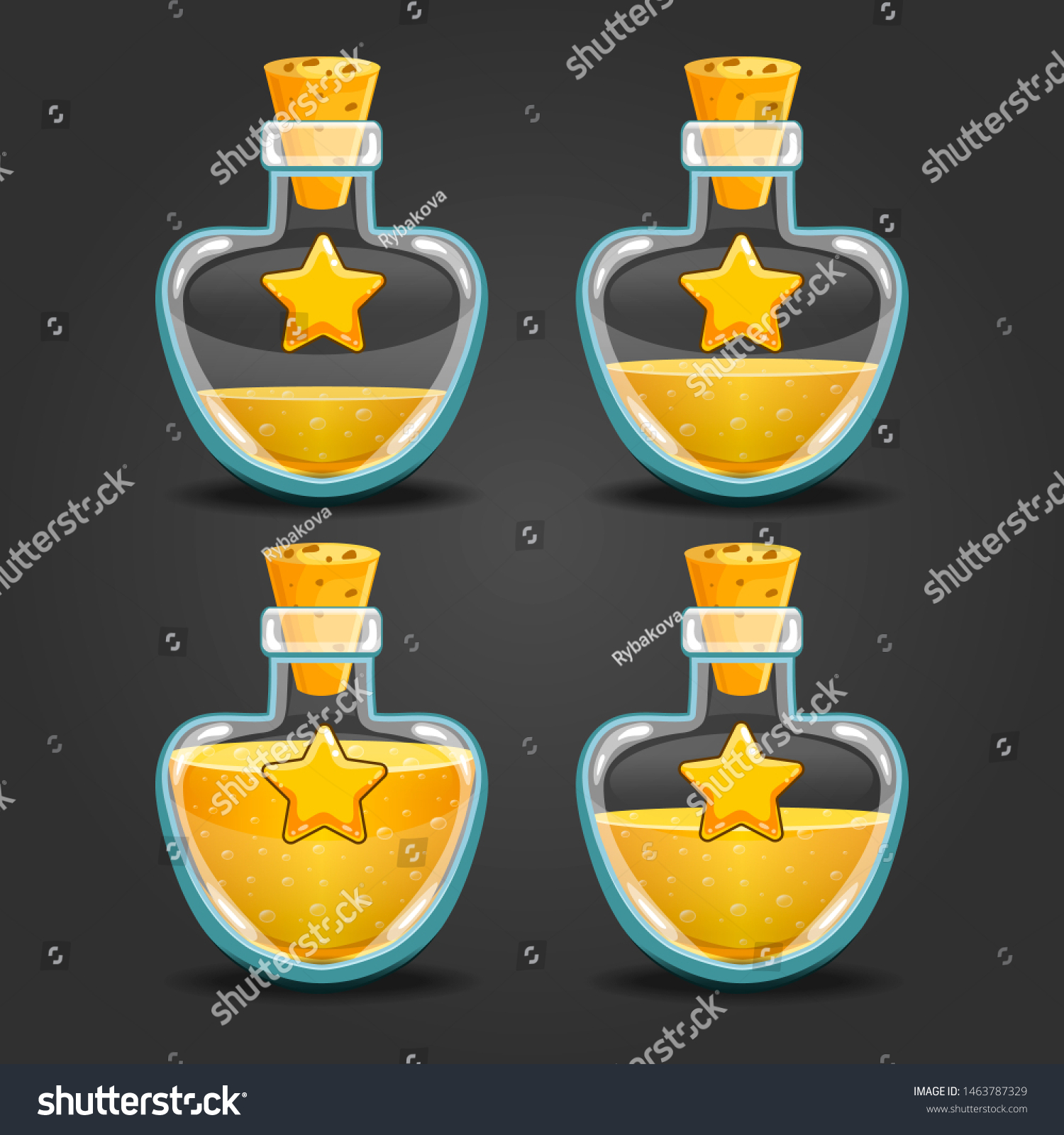 Bottle of magic elixir with star. Game design illustration_站酷海洛_正版图片_视频 ...