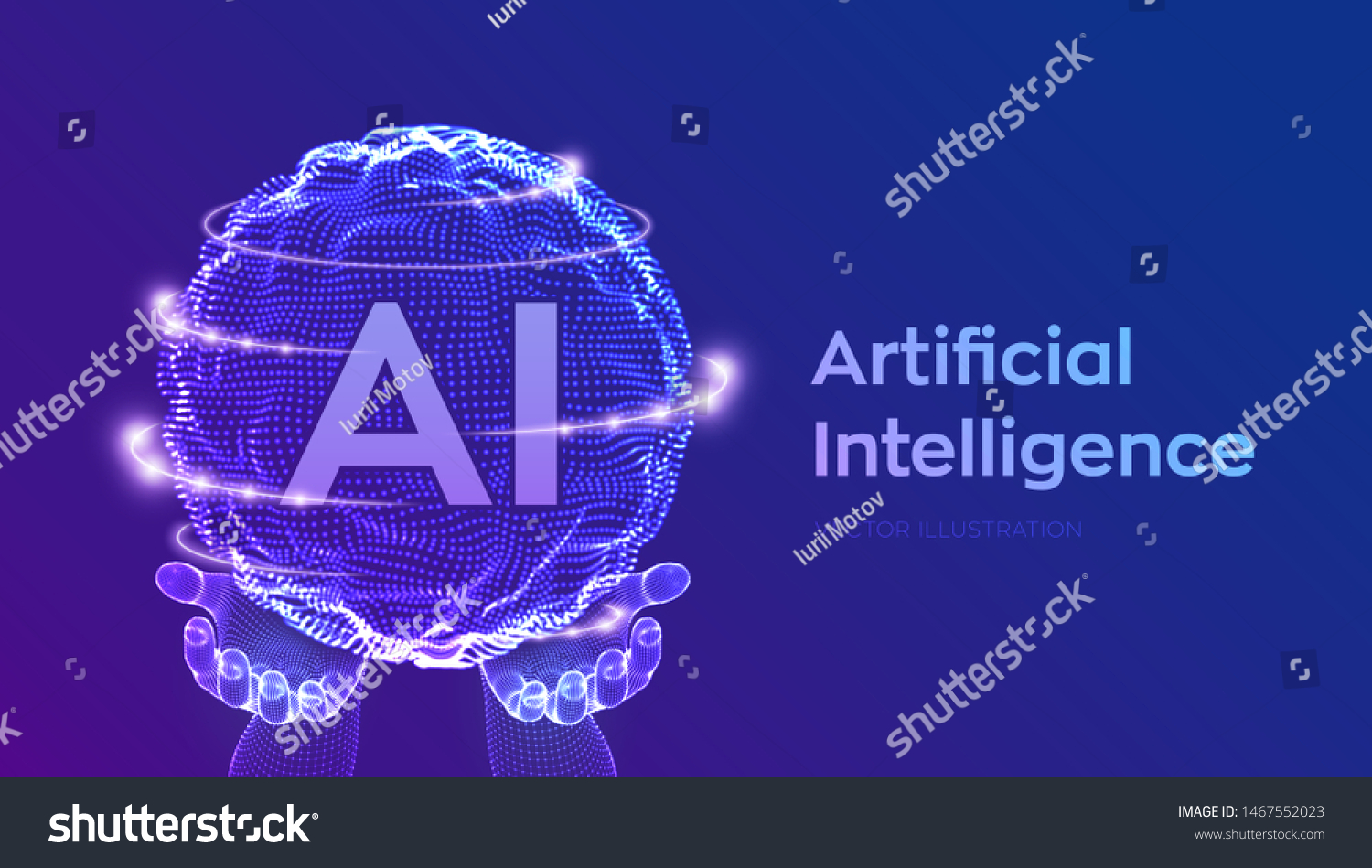 AI Artificial Intelligence Logo in hands. Artificial Intelligence and Machine Learning Concept ...