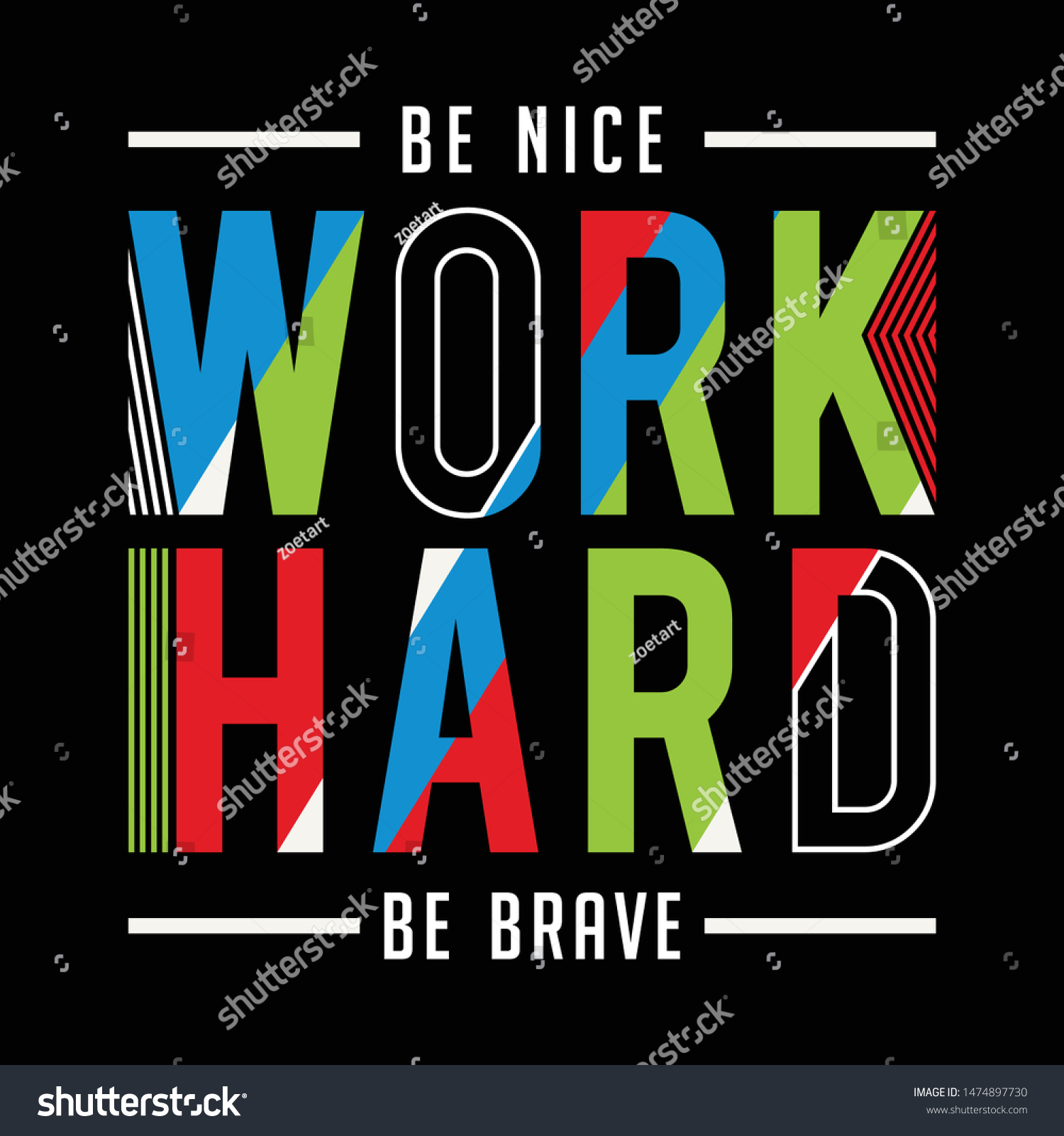 be nice work hard typography tee shirt design graphic vector ...