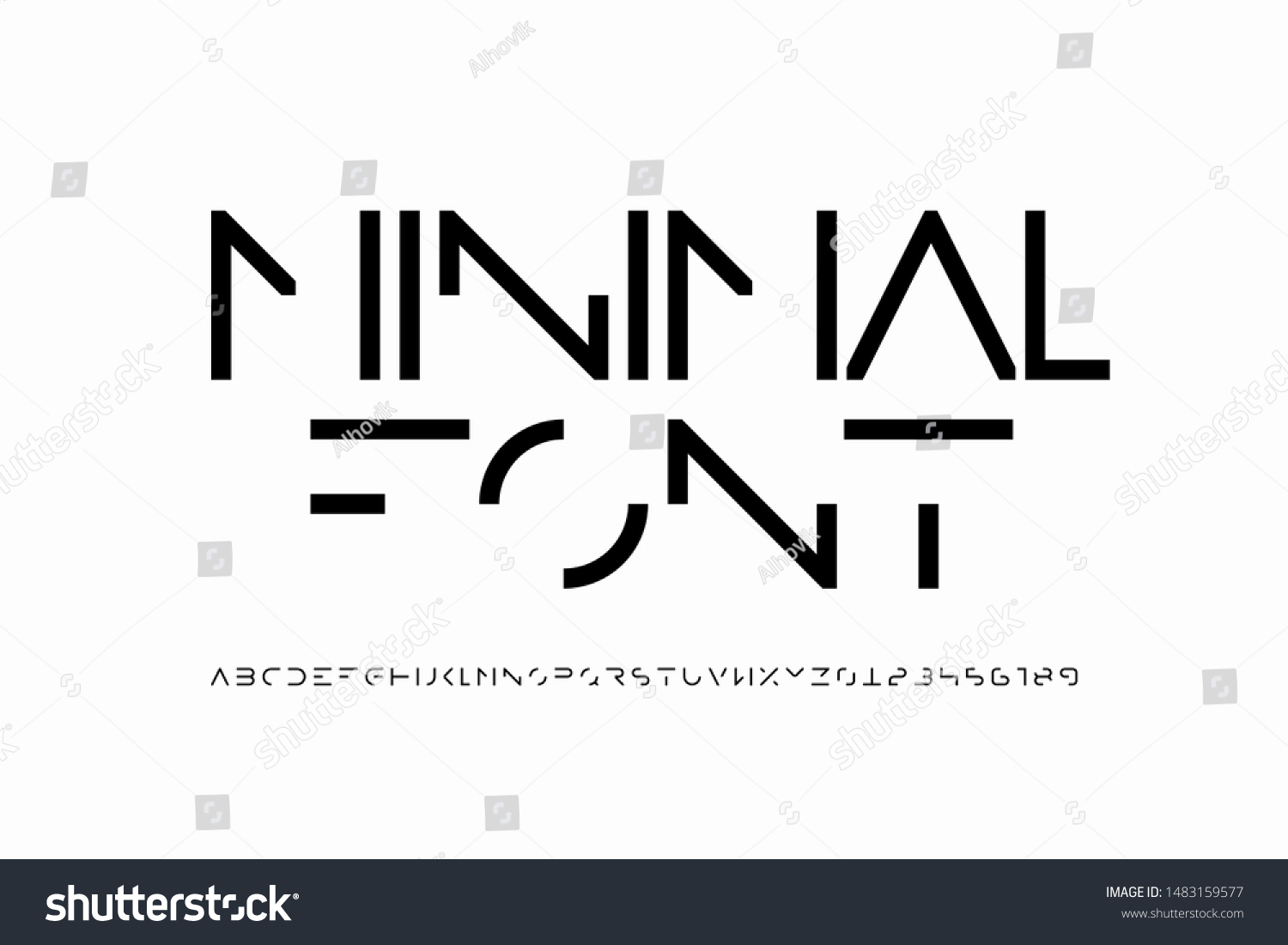 Minimal style font minimalistic alphabet letters and numbers vector ...