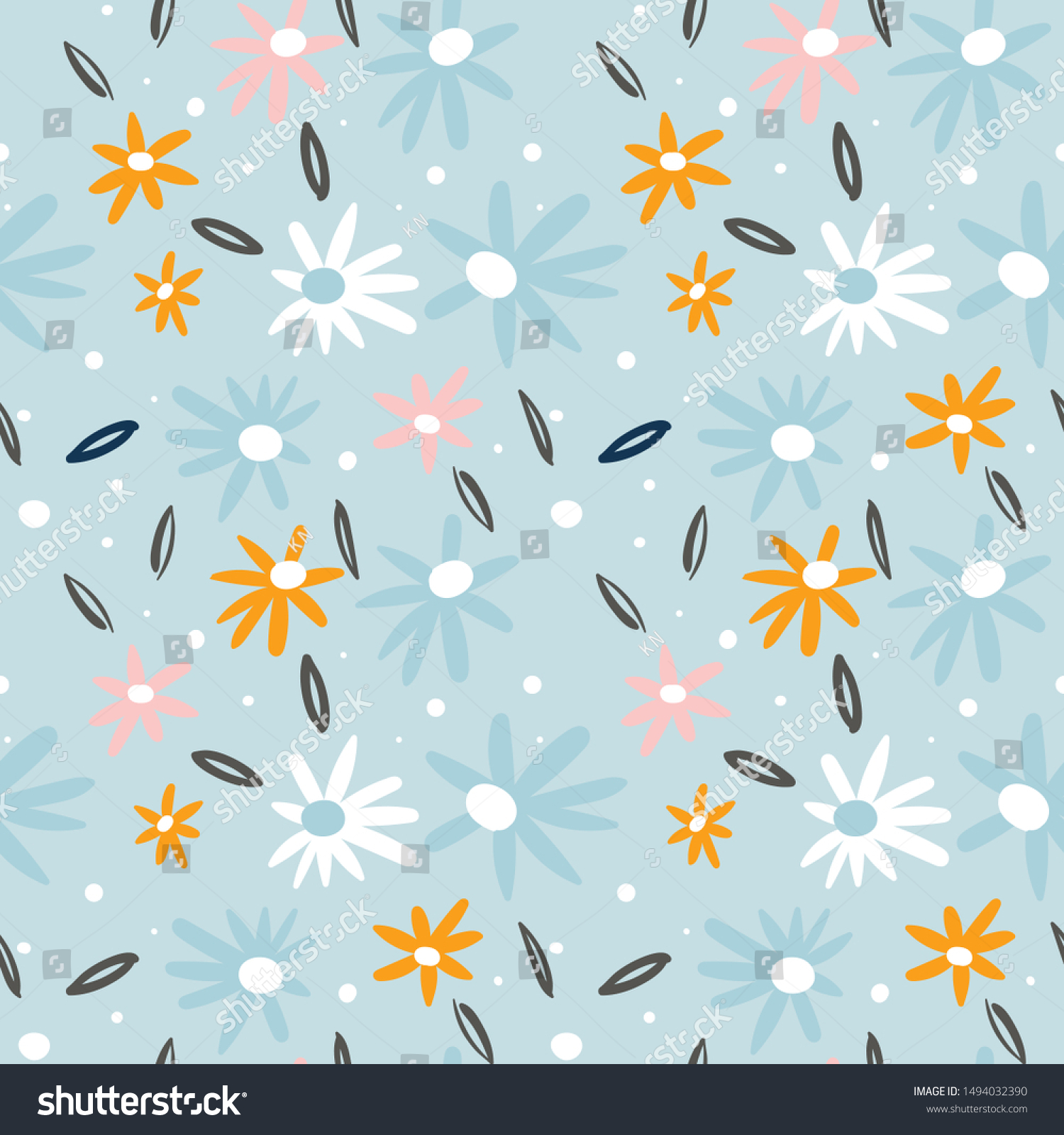 Seamless pattern with flowers branches. Creative floral texture ...