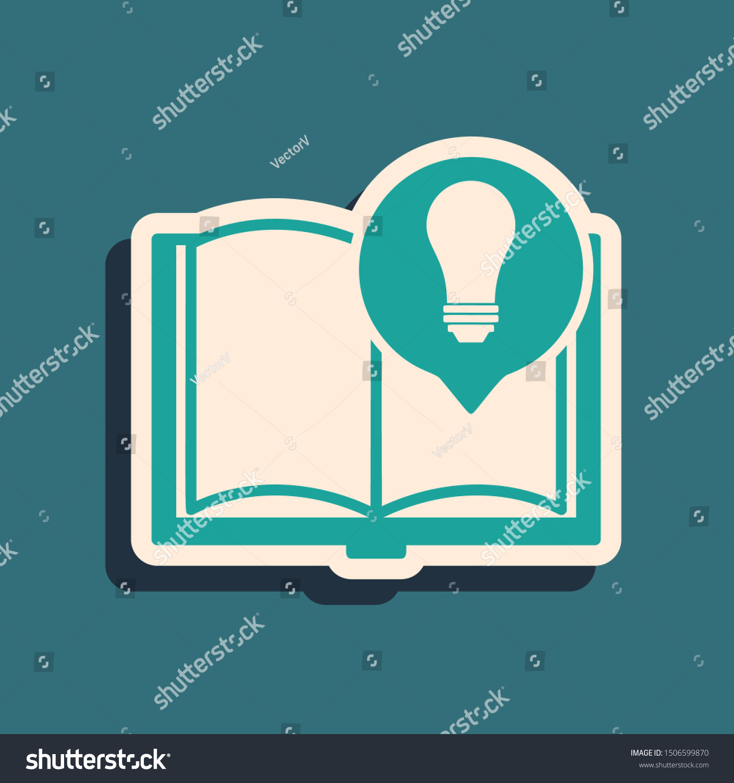 Green Interesting facts icon isolated on blue background. Book or ...