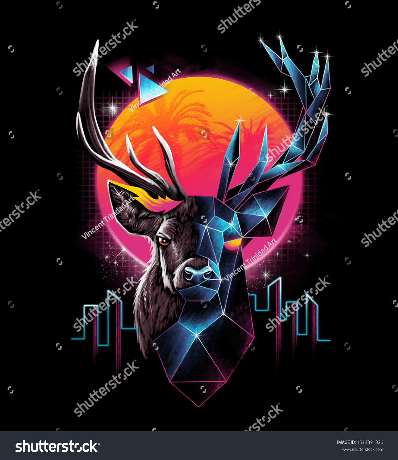 Neo noir inspired design of a stag._站酷海洛_正版图片_视频_字体_音乐素材交易平台_站酷旗下品牌