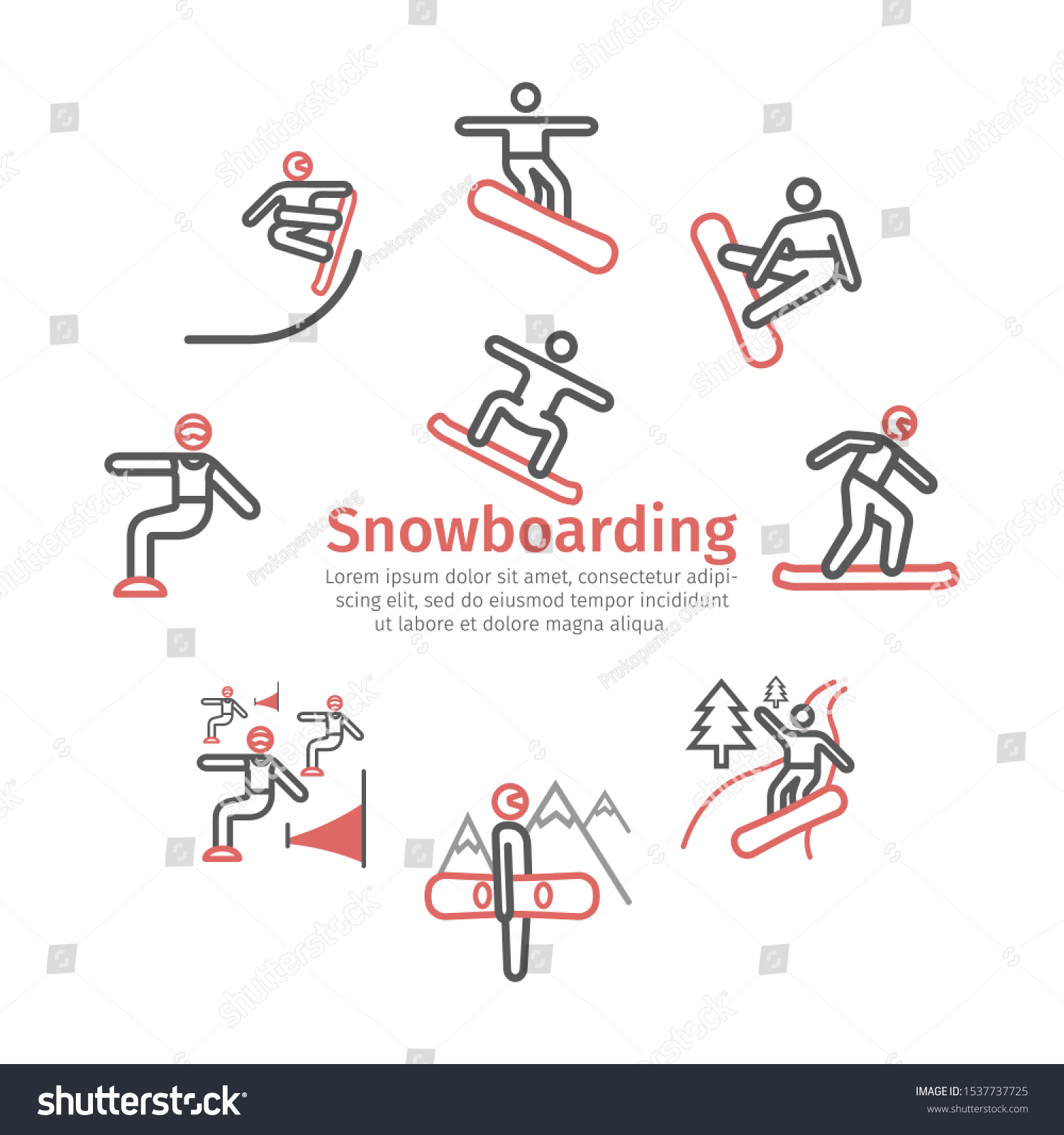Snowboard banner. Line icon. Vector signs for web graphics._站酷海洛_正版图片 ...