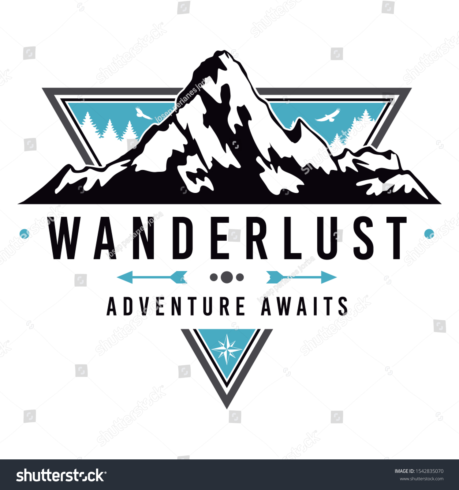 Wanderlust Lifestyle Logo. Adventure Mountain Design. Vector ...
