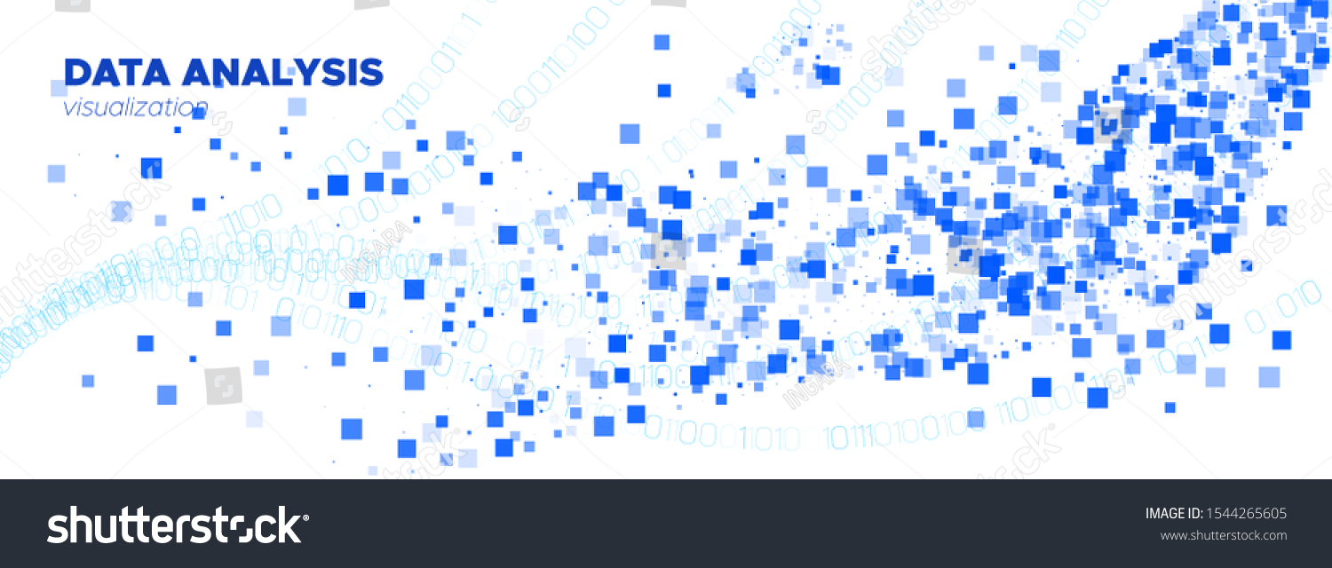 Matrix Digits. Blue Particle Movement. White Technology Wallpaper. Big ...