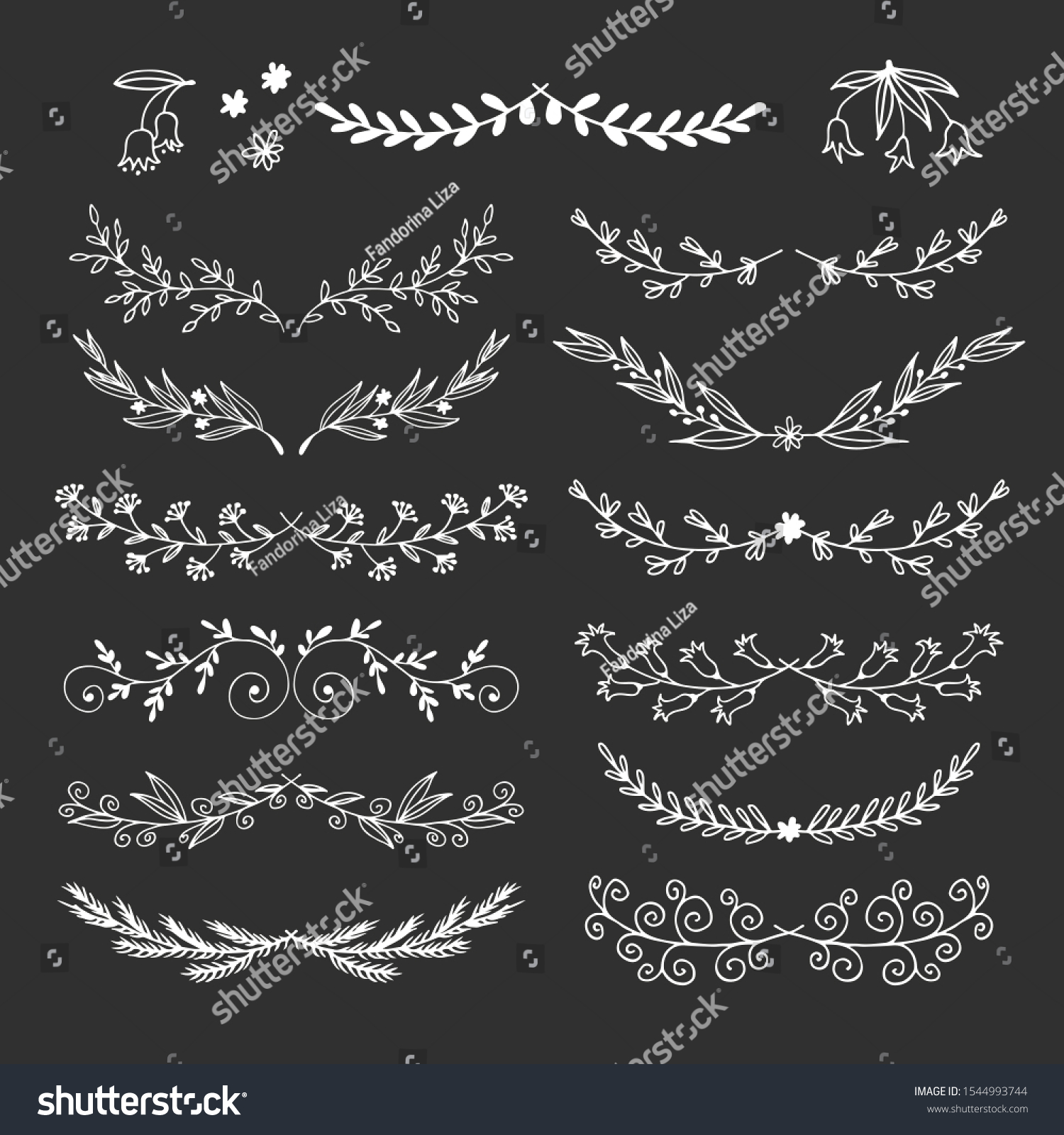 Floral doodle set in sketch style hand drawn art collection for ...