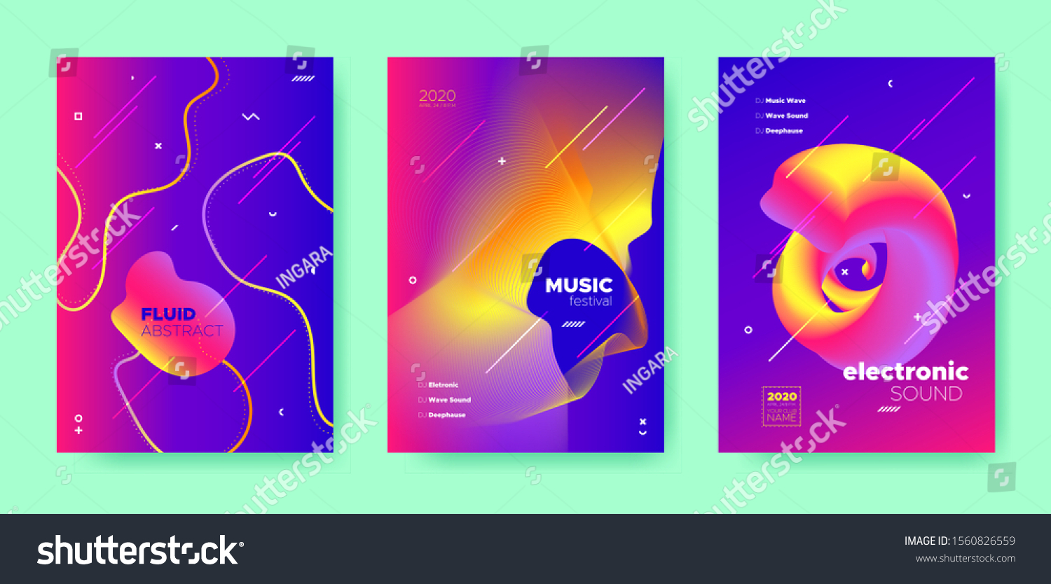 Pink Dj Layout. Electronic Sound. Colorful Minimal Banner. Neon 3d Flow ...