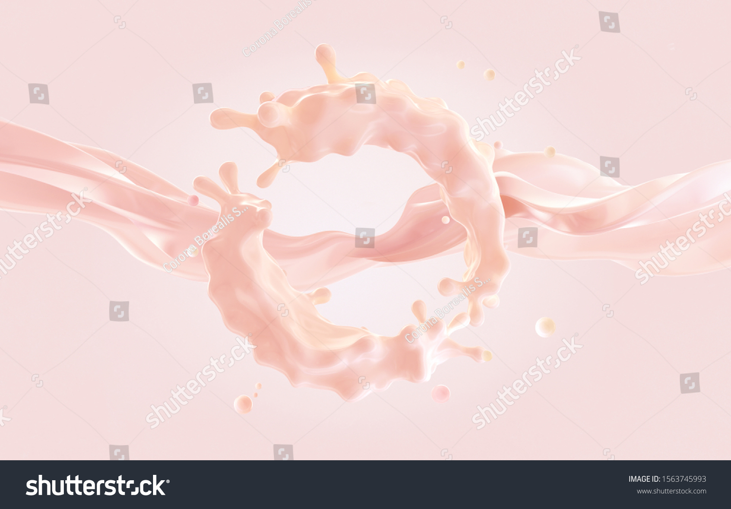 Liquid cosmetic 3D fluid splash isolated on pink pastel background ...