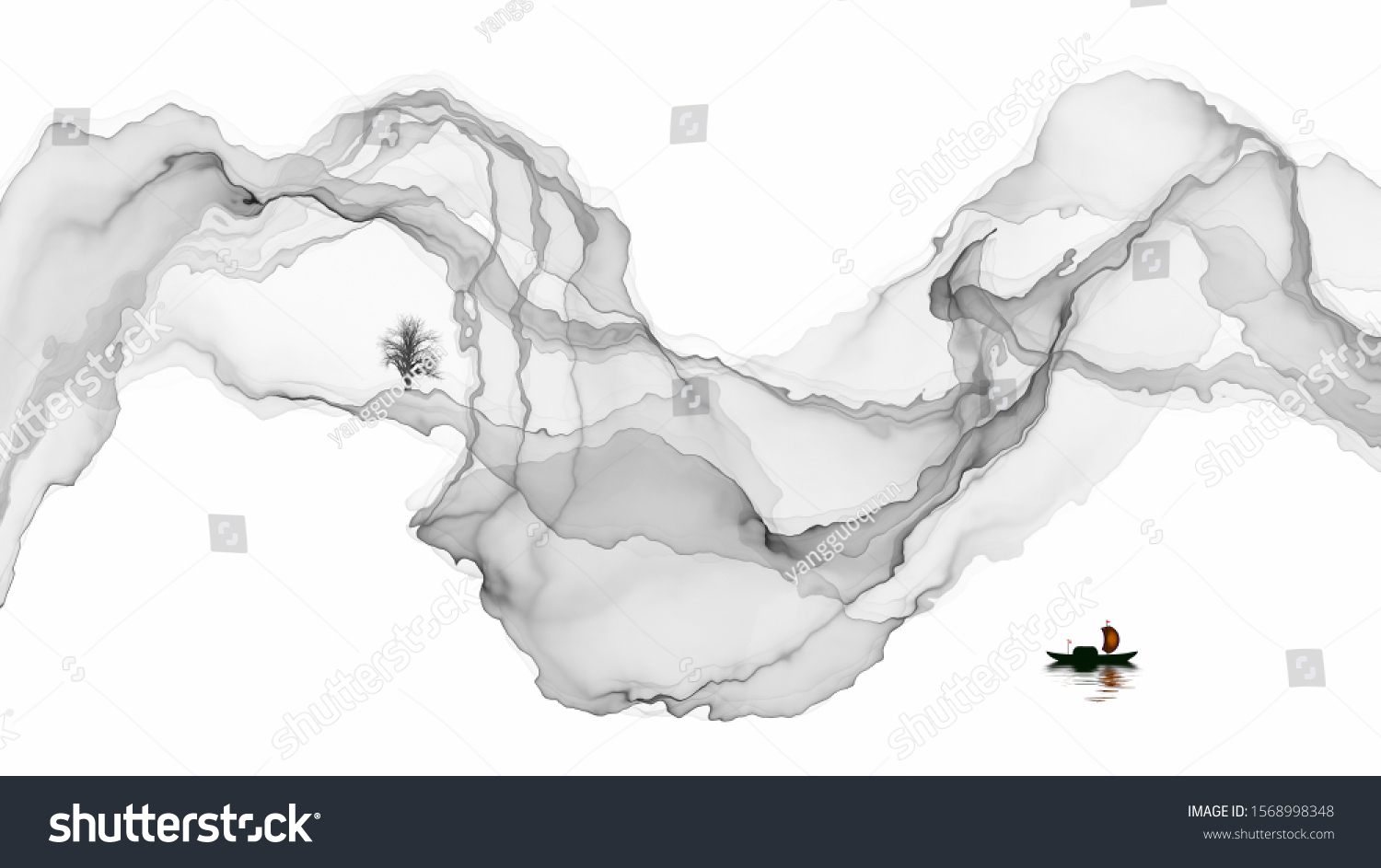 abstract ink contracted adornment line landscape artistic conception_站酷 ...