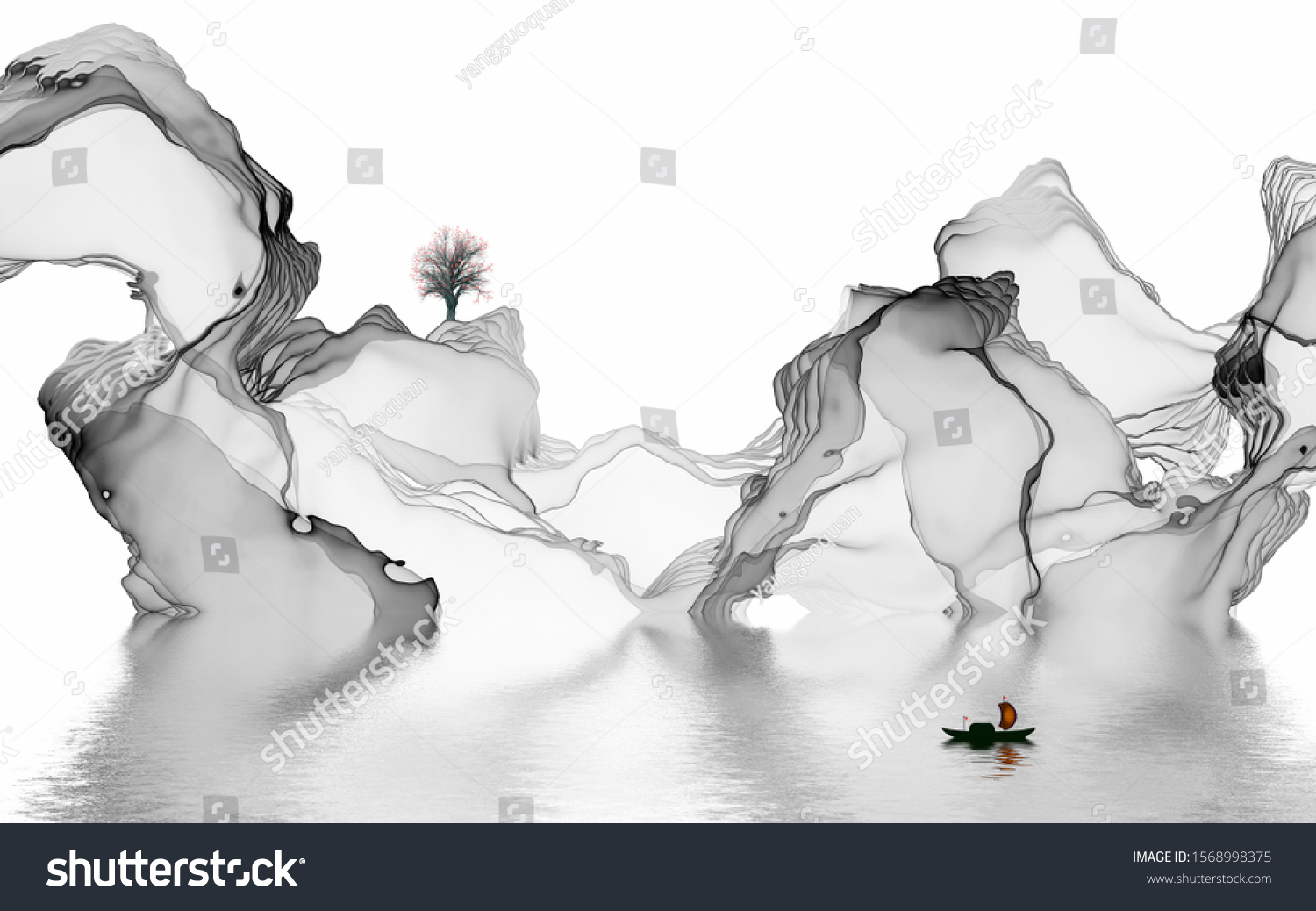 abstract ink contracted adornment line landscape artistic conception_站酷 ...