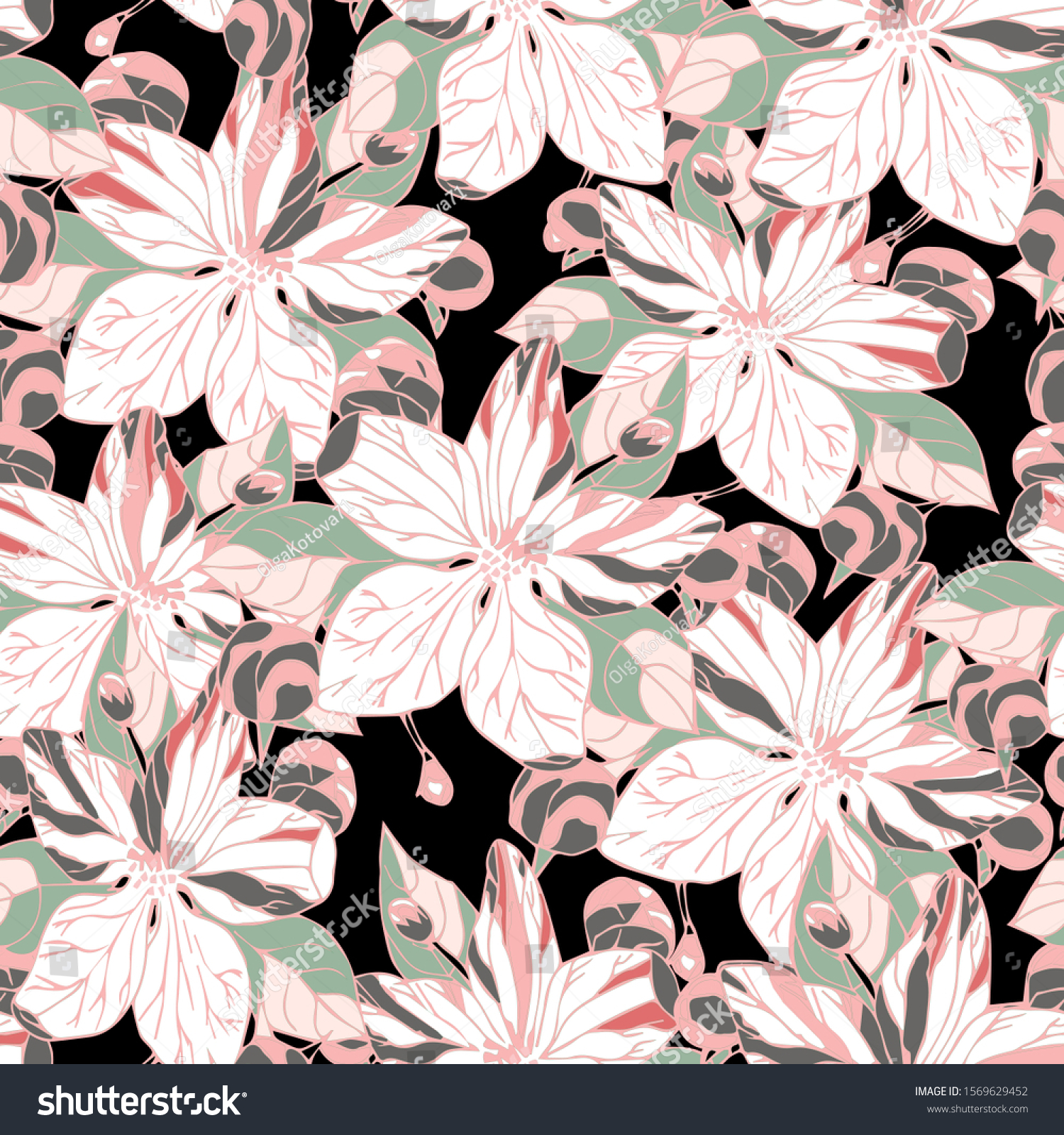 Seamless pattern with flowers of apple tree. Abstract color. Wallpaper ...