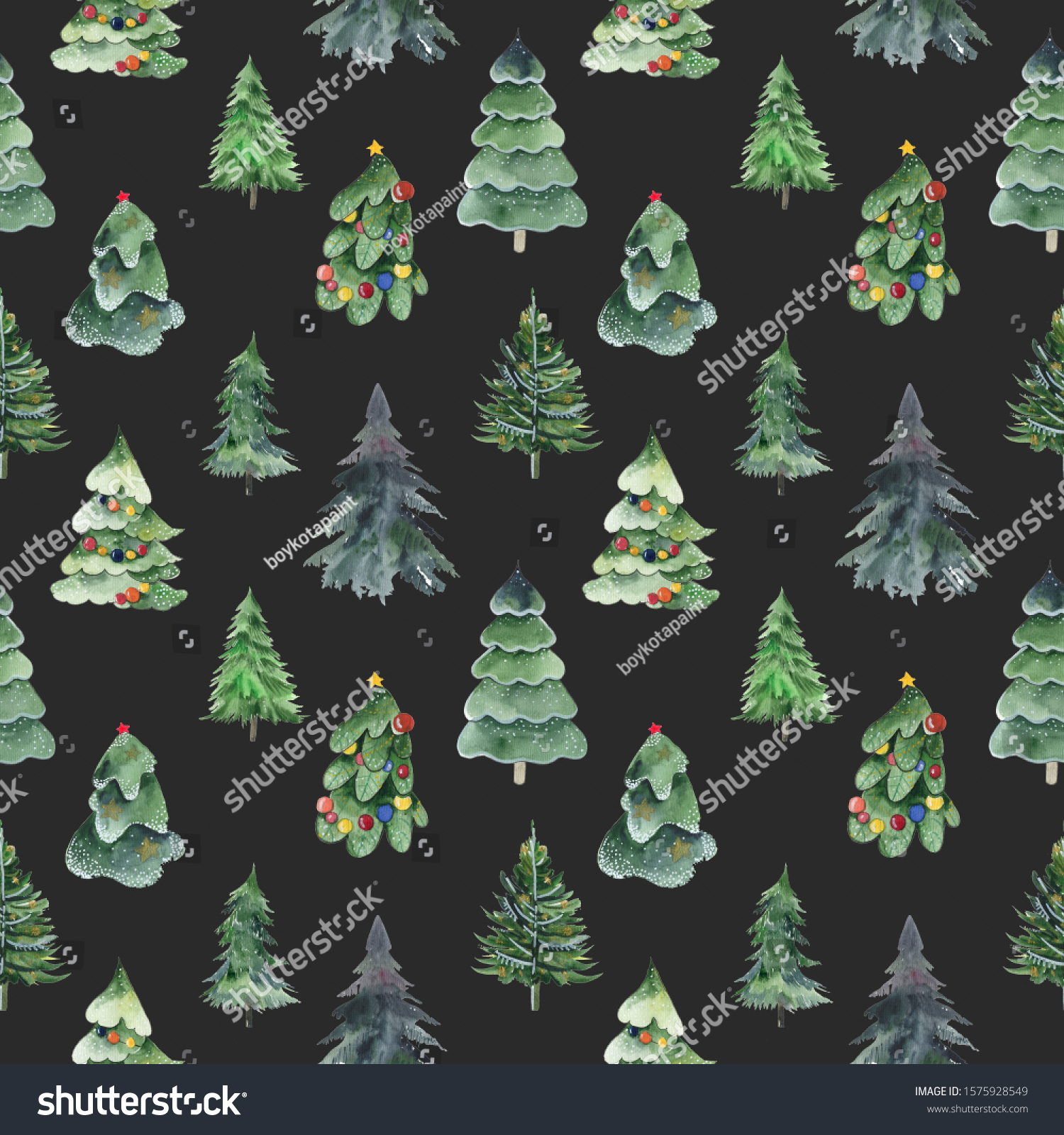 Watercolor seamless pattern of christmas tree_站酷海洛_正版图片_视频_字体_音乐素材交易平台 ...