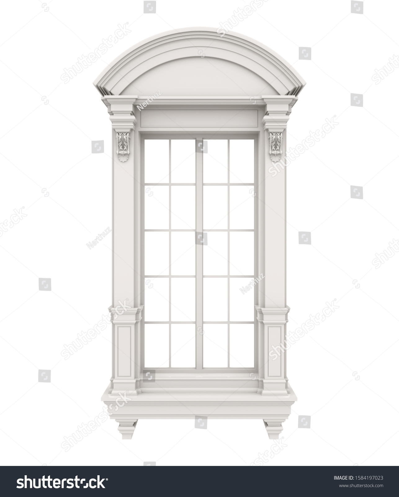 Classic Window Frame Isolated. 3D rendering_站酷海洛_正版图片_视频_字体_音乐素材交易平台_站酷旗下品牌