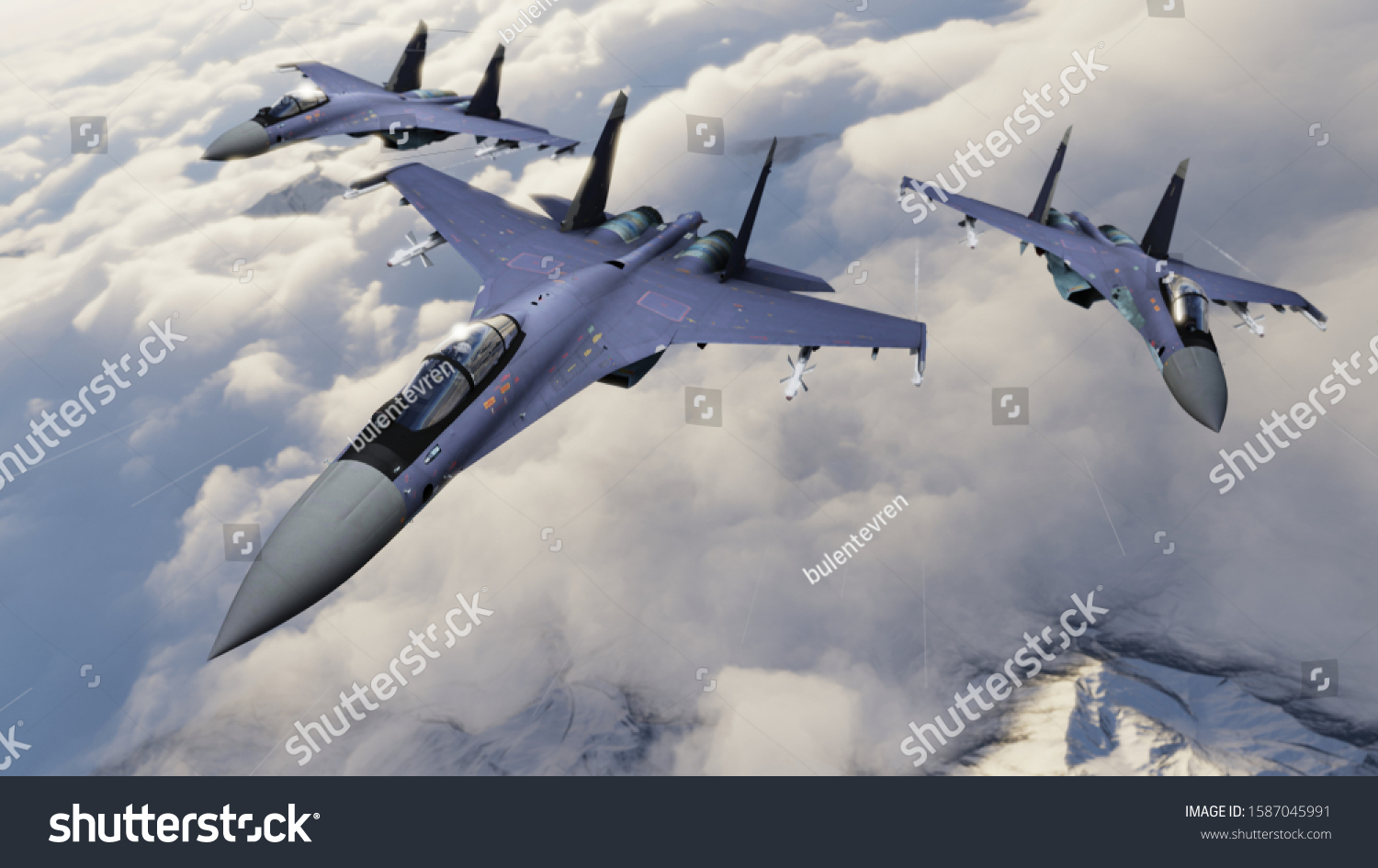 Russian military jet fighters going to mission together in vic ...