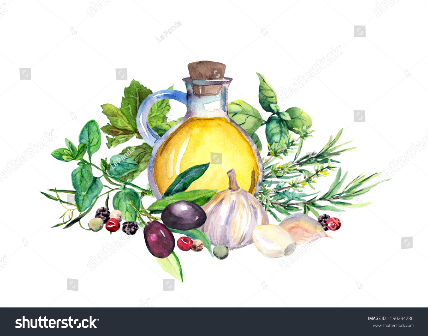 Herbs and spices for French cuisine - rosemary basil thyme oregano mint ...