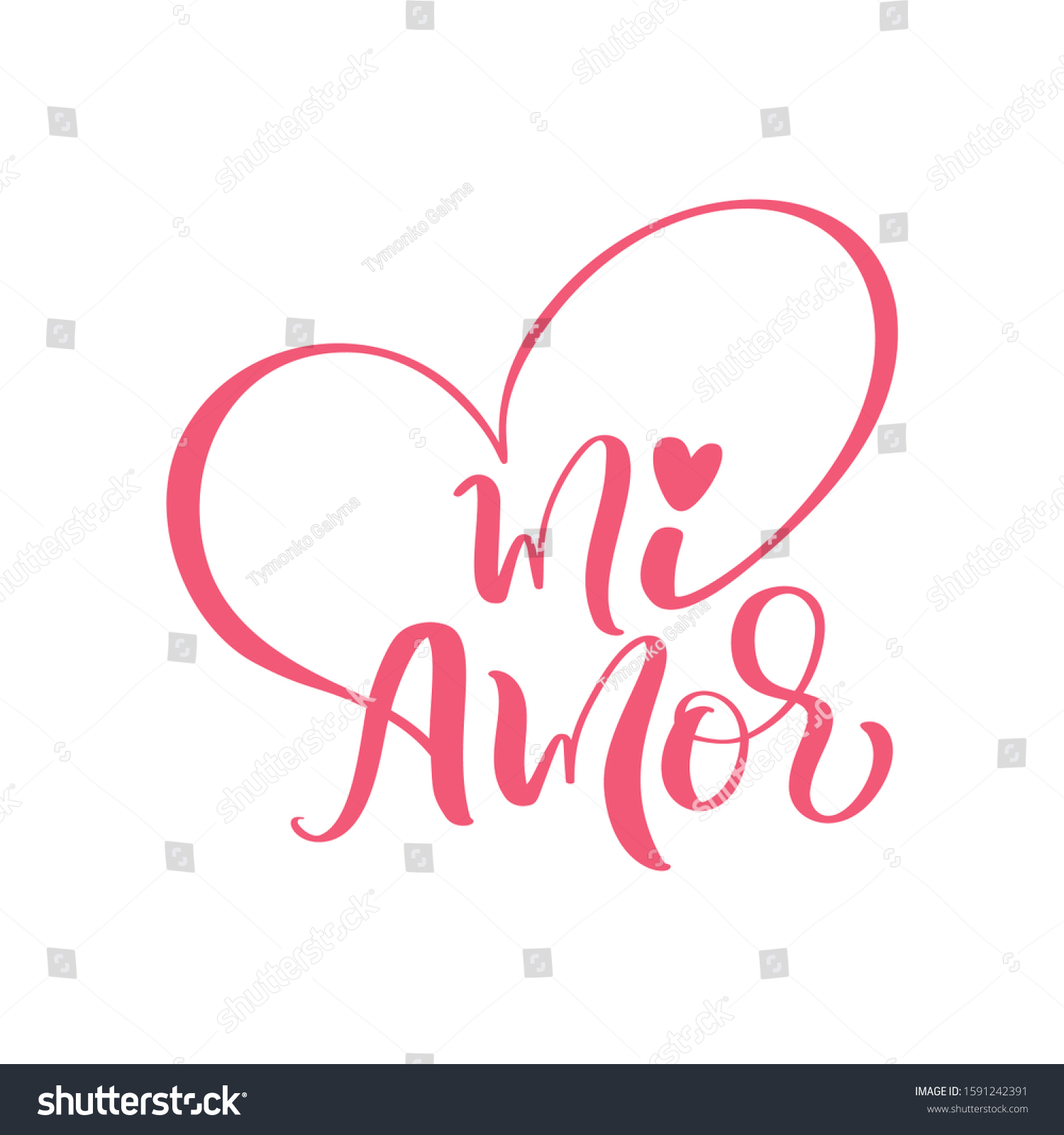 My love in Spanish vector digital calligraphy. Mi Amor vector hand ...