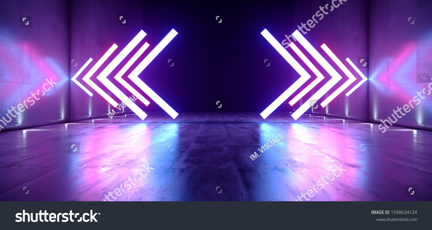 Sci Fi Futuristic Neon Glowing Purple Blue Arrows Dark Long Tall ...