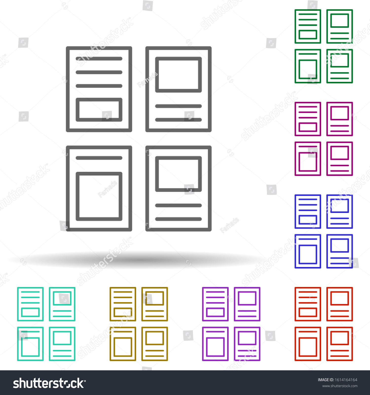 Layouts files editing all documents multi color style icon. Simple thin ...