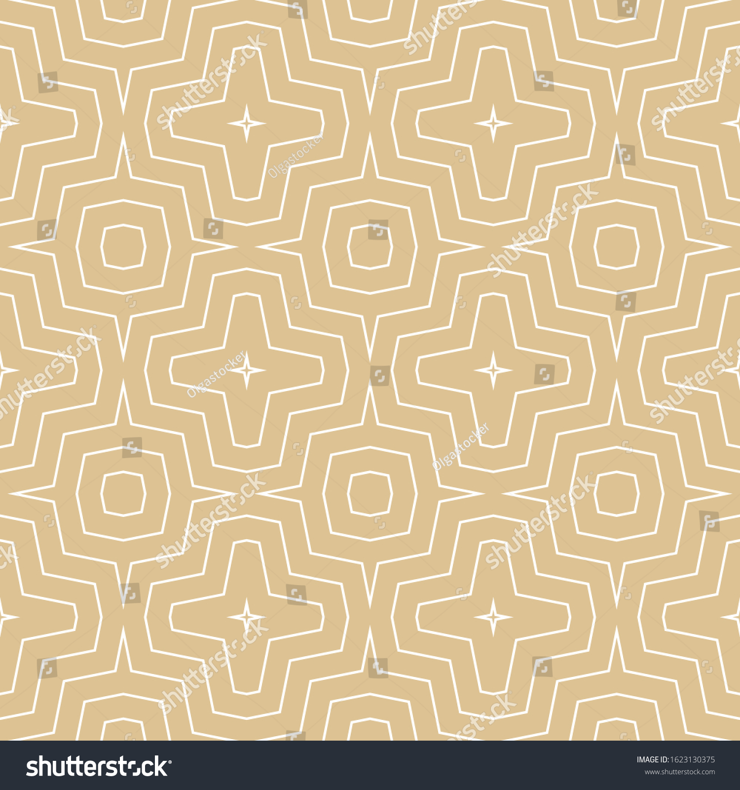 Raster geometric seamless pattern. Simple golden texture with thin ...