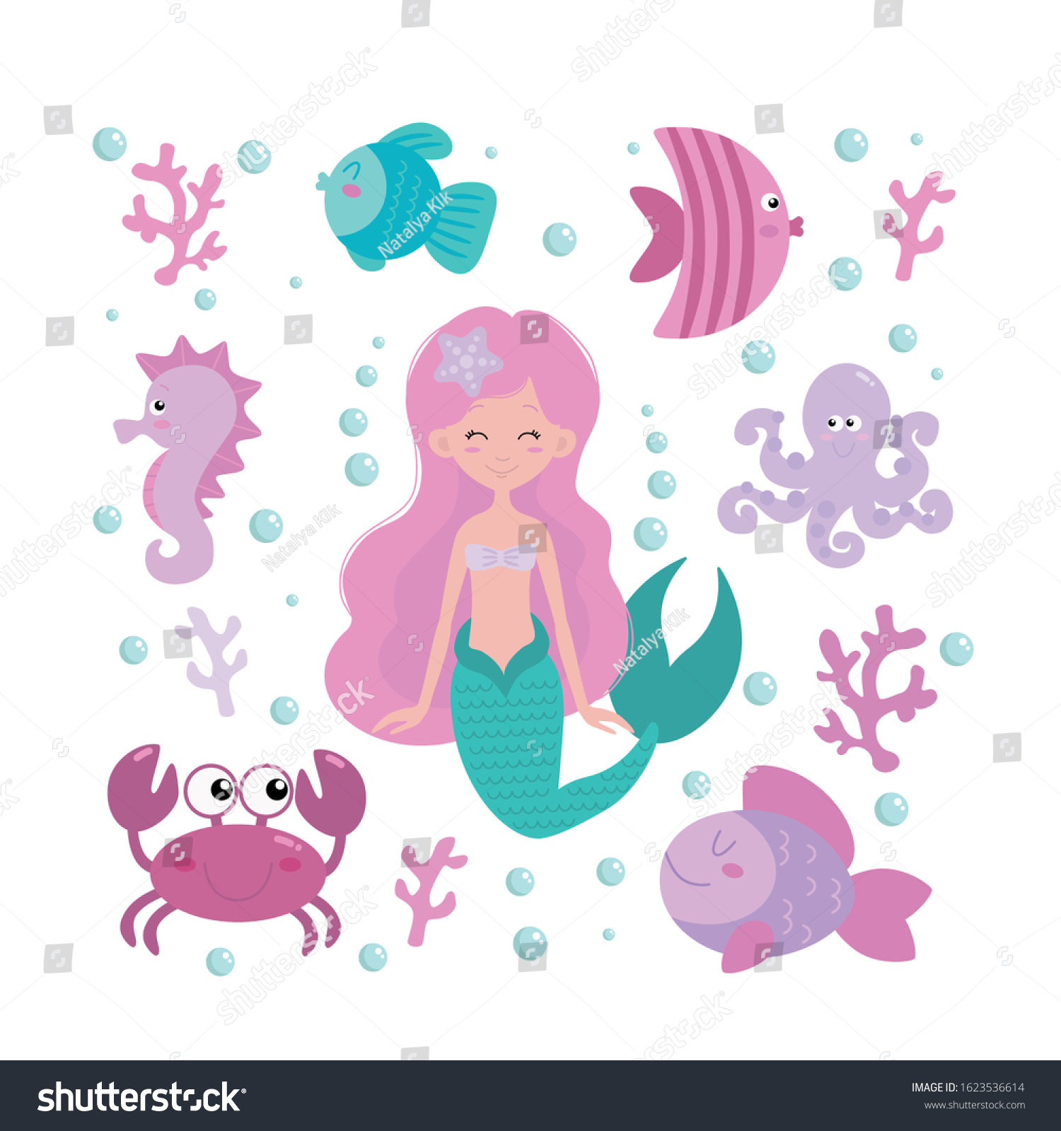 Cute mermaid. Under the sea_站酷海洛_正版图片_视频_字体_音乐素材交易平台_站酷旗下品牌