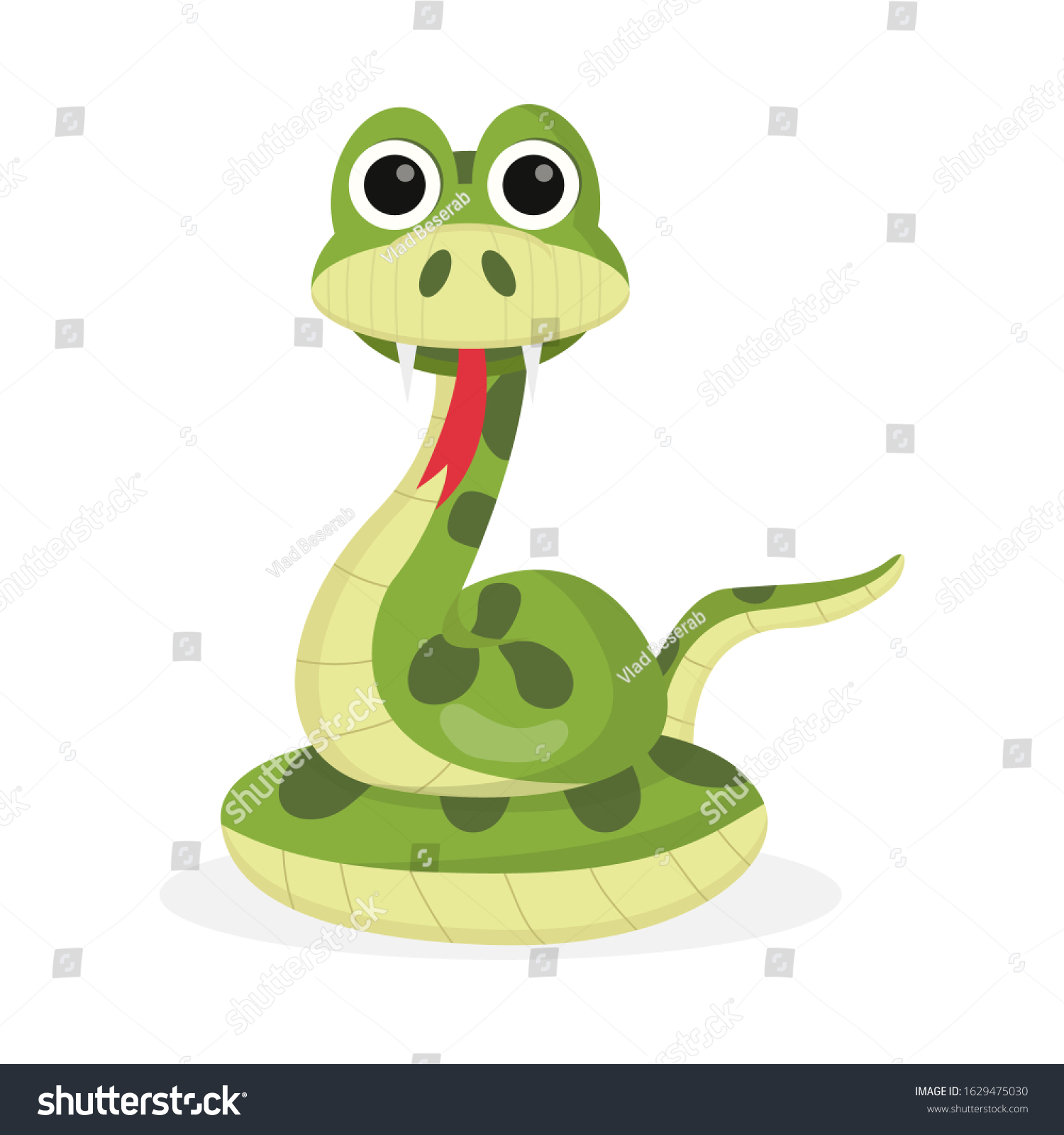 Beautiful green cartoon snake - vector _站酷海洛_正版图片_视频_字体_音乐素材交易平台_站酷旗下品牌
