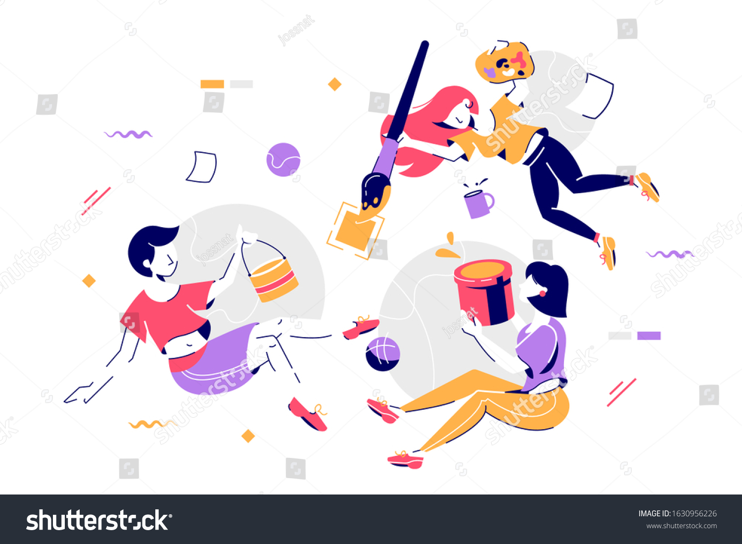 Silhouette young attractive woman creating picture looming. Concept ...