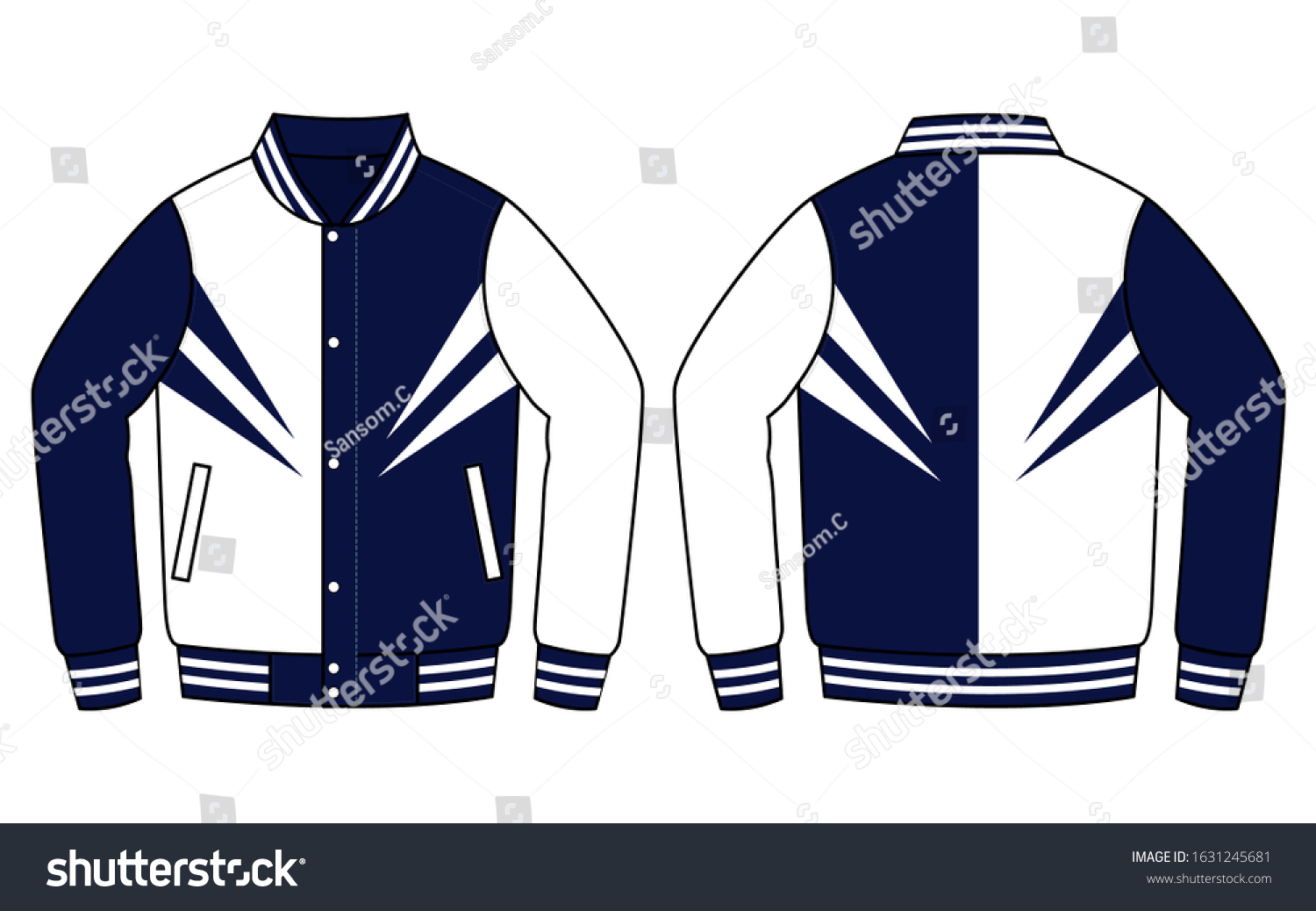 Jacket Design Vector With Navy/White Colors.Front & Back Views._站酷海洛_正版 ...