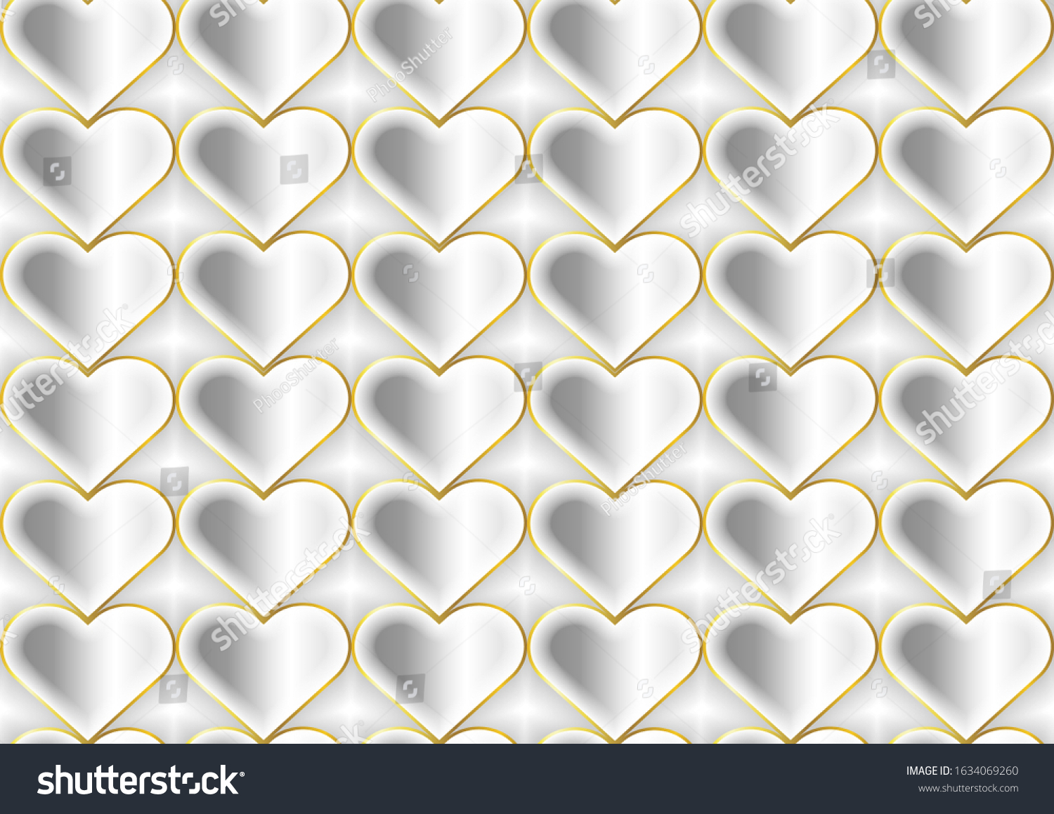 Vector Luxury Seamless Pattern Heart Shape . Effect golden light and ...