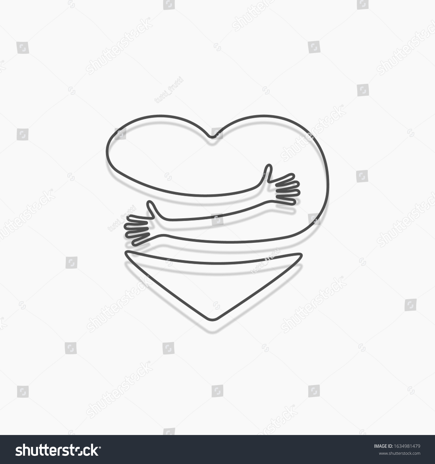 Heart with hand embrace. Vector illustration_站酷海洛_正版图片_视频_字体_音乐素材交易平台_站 ...