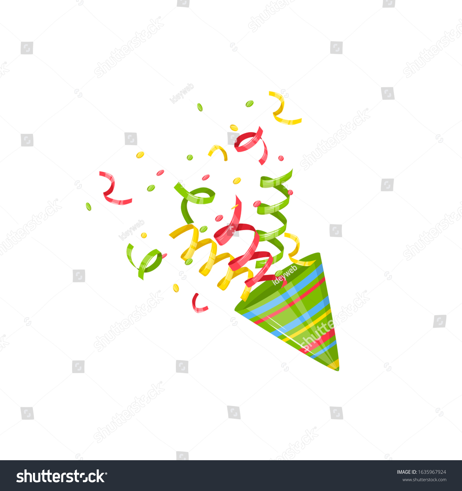 Exploding party popper with confetti explosion. Birthday cracker ...