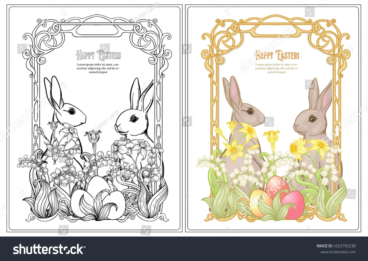 Happy easter Coloring page for the adult coloring book with spring ...