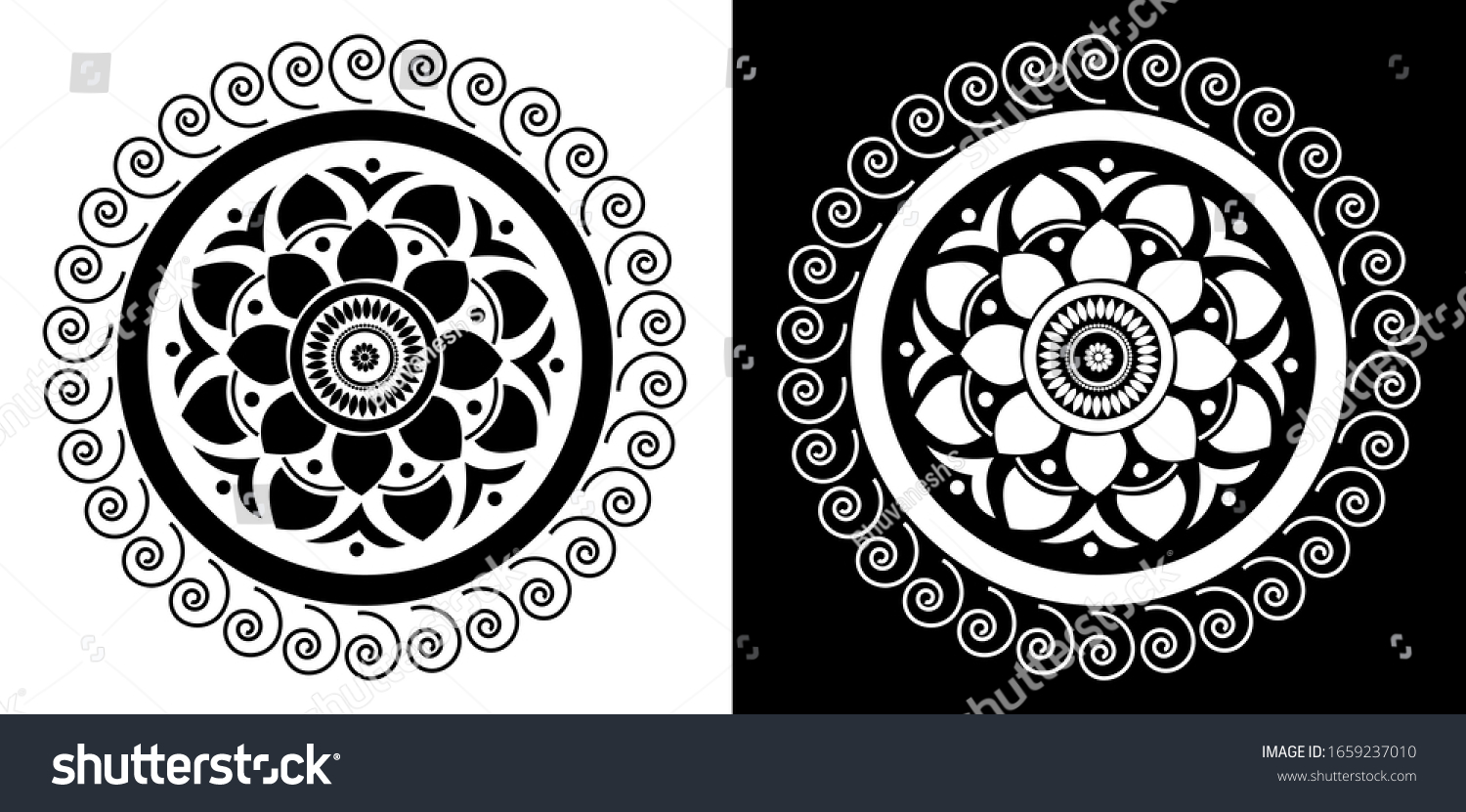 Black and white Mandala. Round Ornament Pattern. Vintage decorative ...