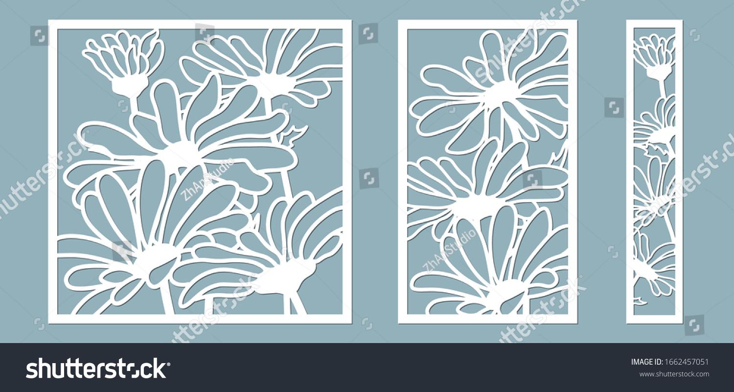 template for laser cutting and Plotter. Flowers leaves bouquet for ...