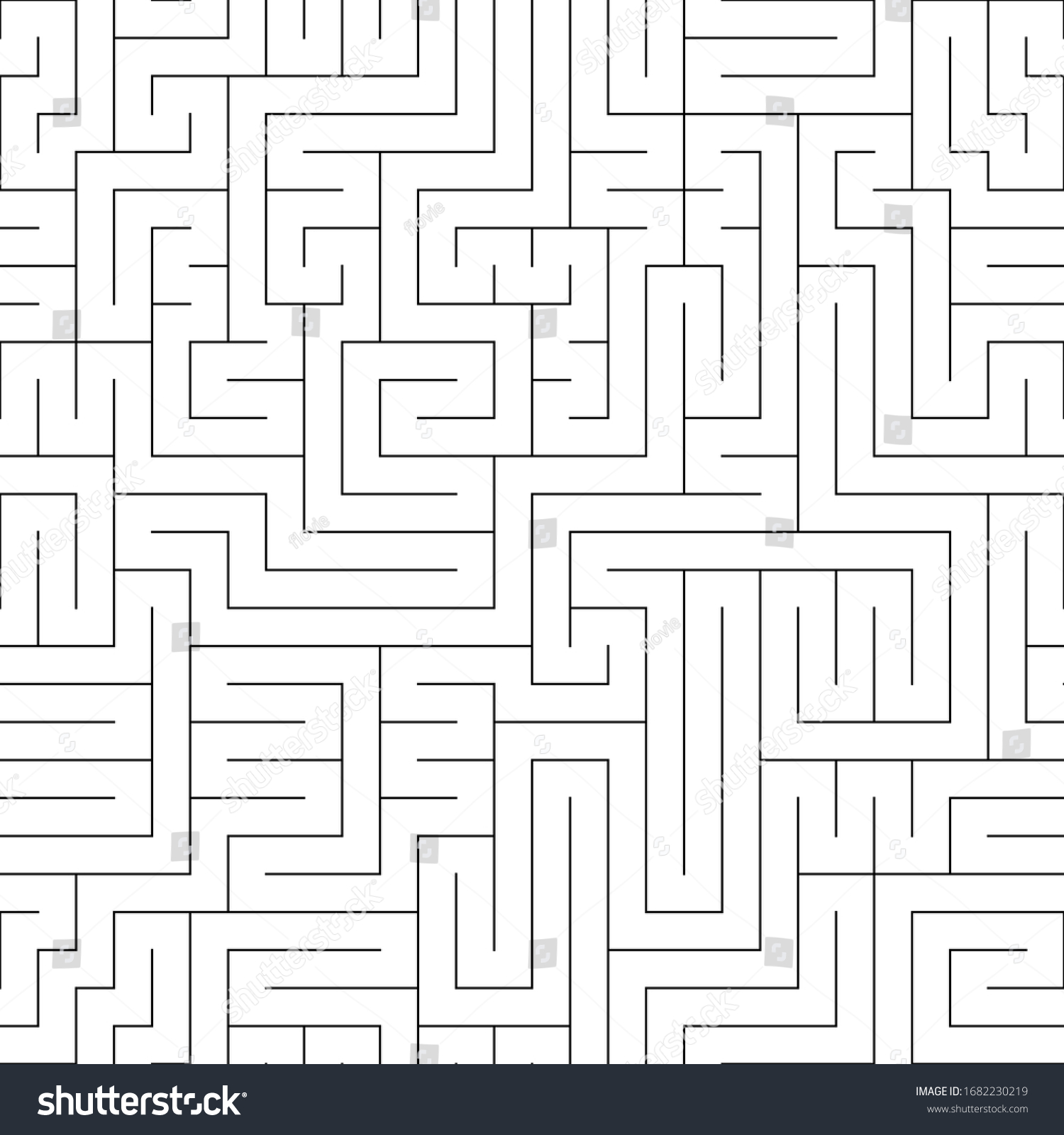 Black and white maze seamless pattern. A big challenge game. Linear ...