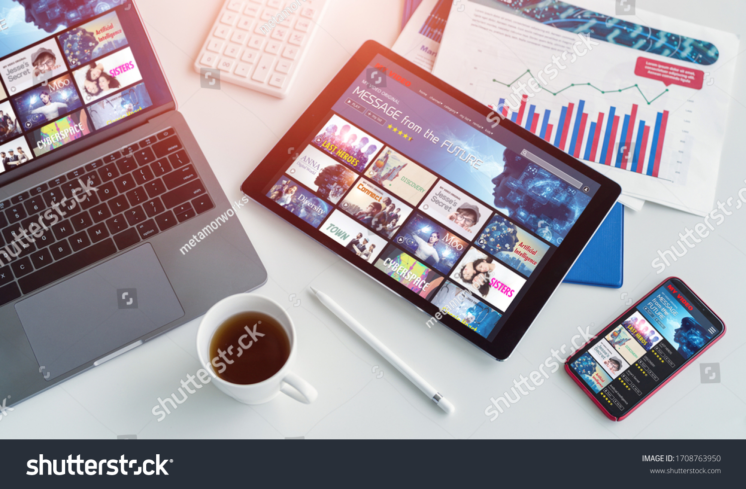 Interface of video distribution service. Subscription service ...