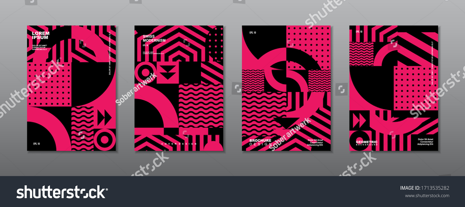 Vintage retro design vector covers set. Swiss style geometric ...