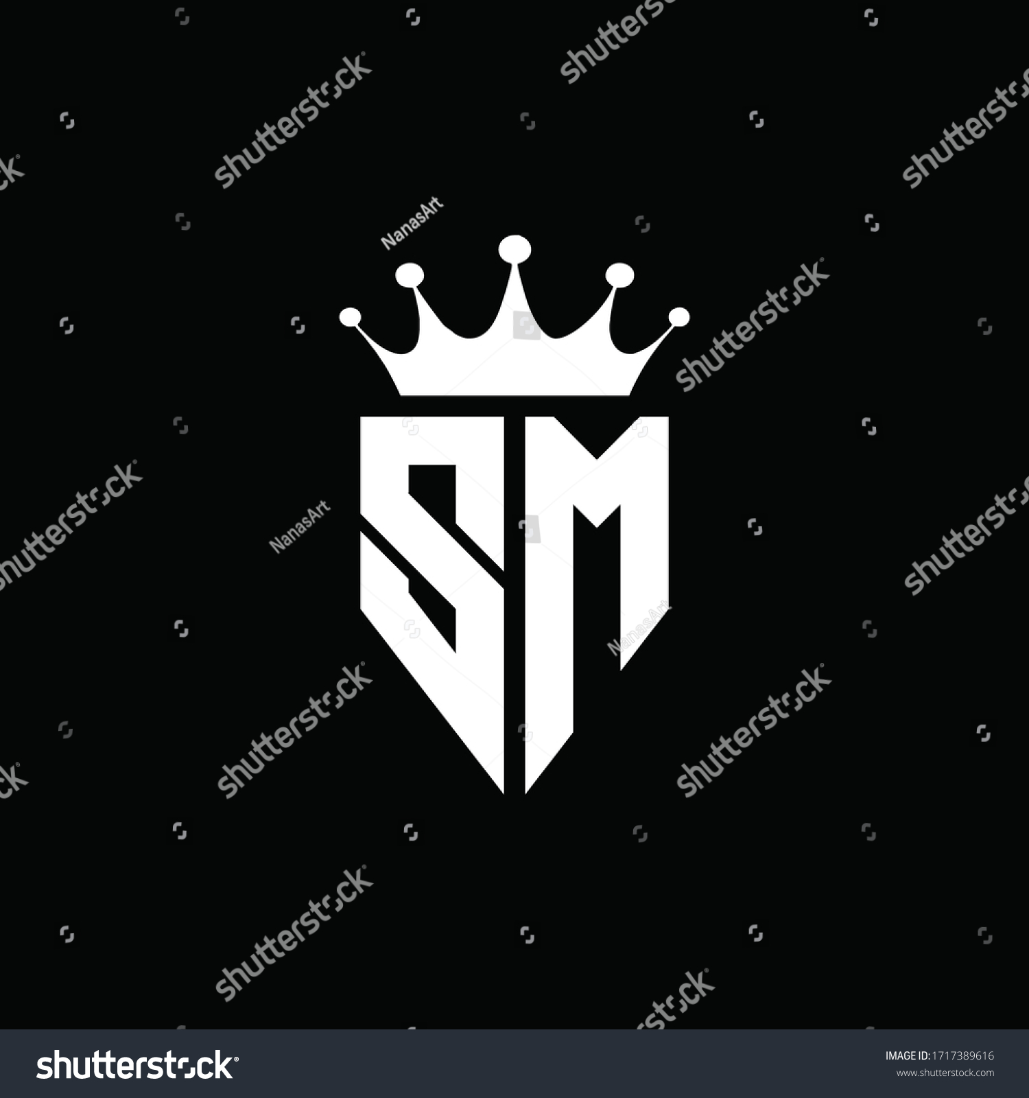 SM logo monogram emblem style with crown shape design template_站酷海洛_正版 ...