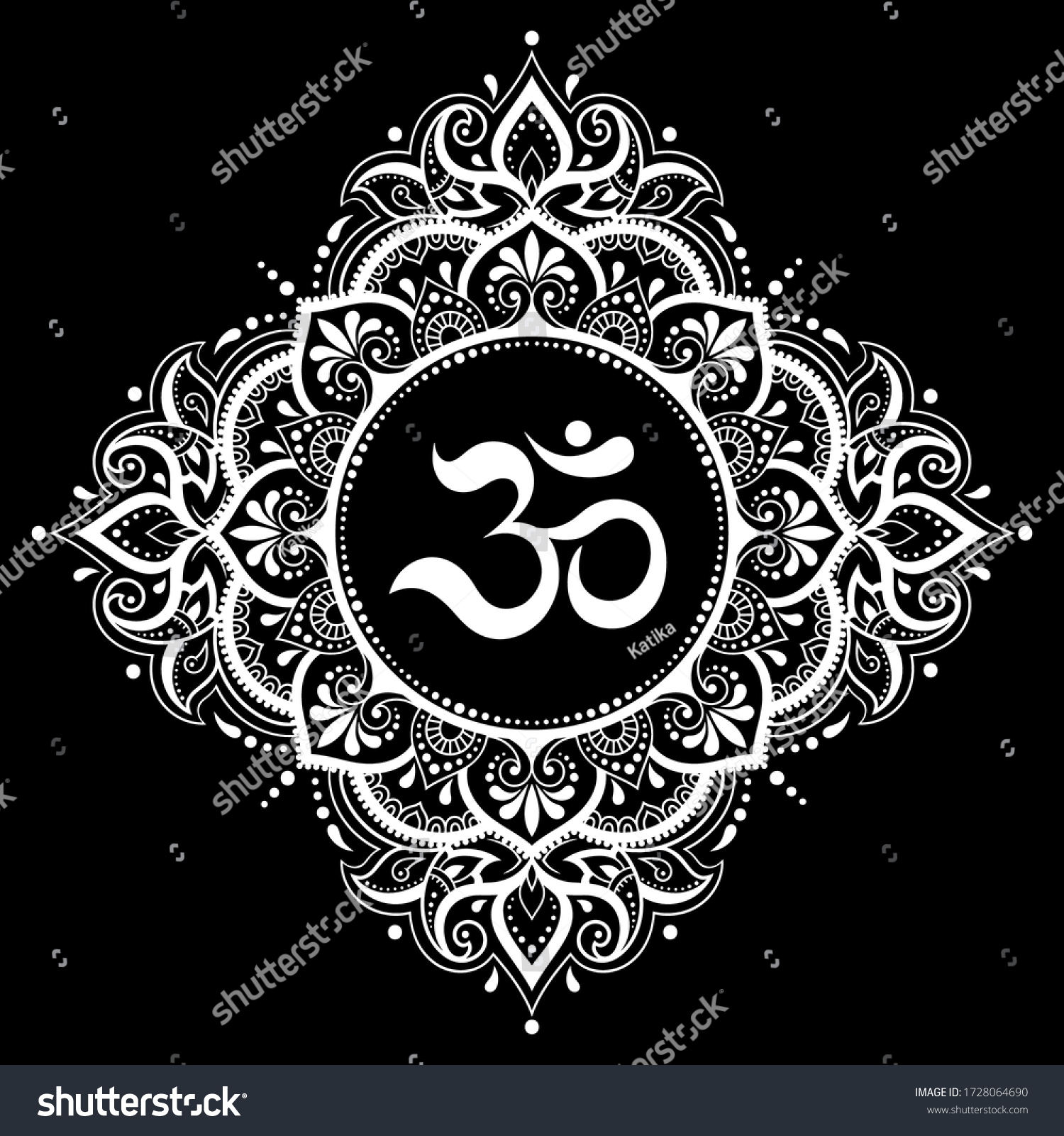 Circular pattern in form of mandala for with flower Henna Mehndi tattoo ...