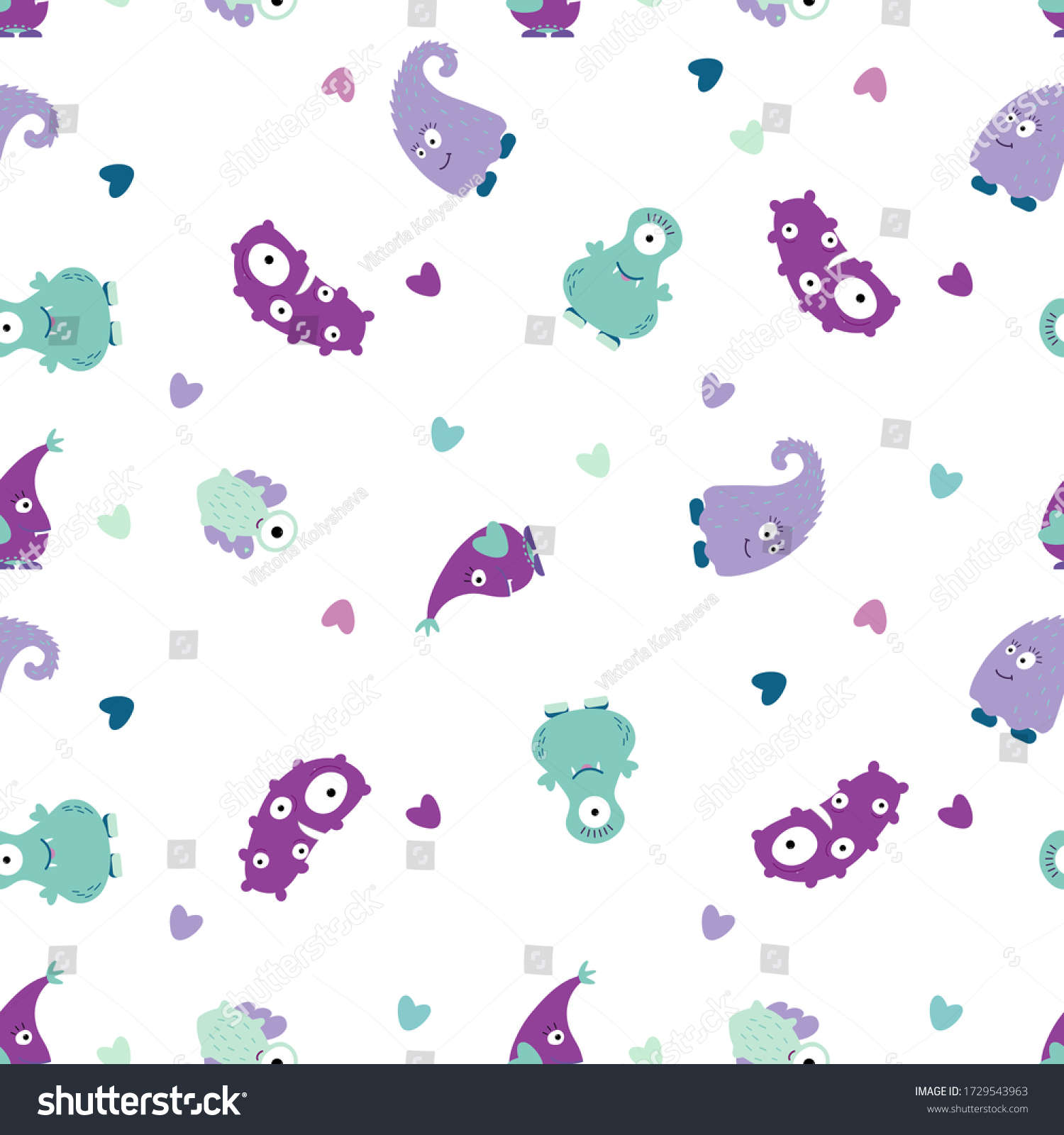 one-eyed freaks multi-eyed monsters aliens monsters seamless background ...